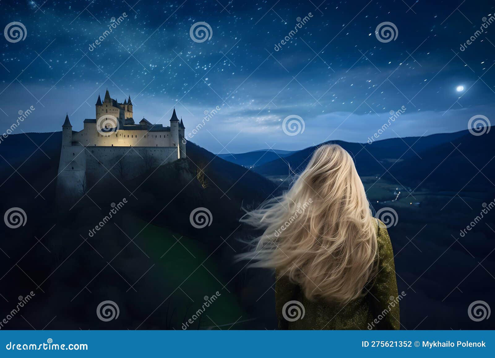 Fantasy Lady in Costume in Front of Castle Neural Network AI Generated ...