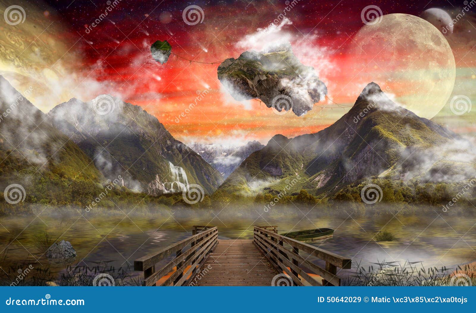 Fantasy Land Adventure Map For Cartography With Colorful Doodle Hand ...