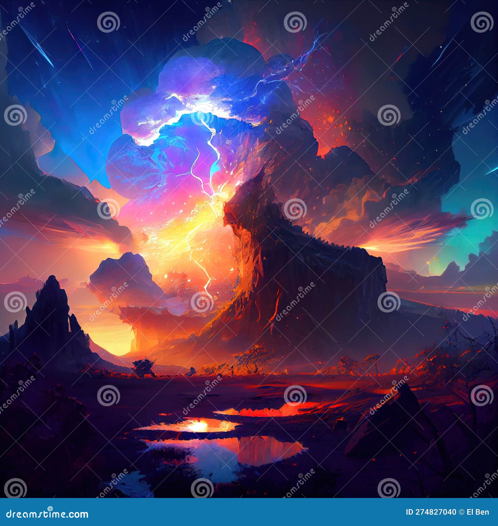 Fantasy Landscape - Ai Generated Stock Illustration - Illustration of ...