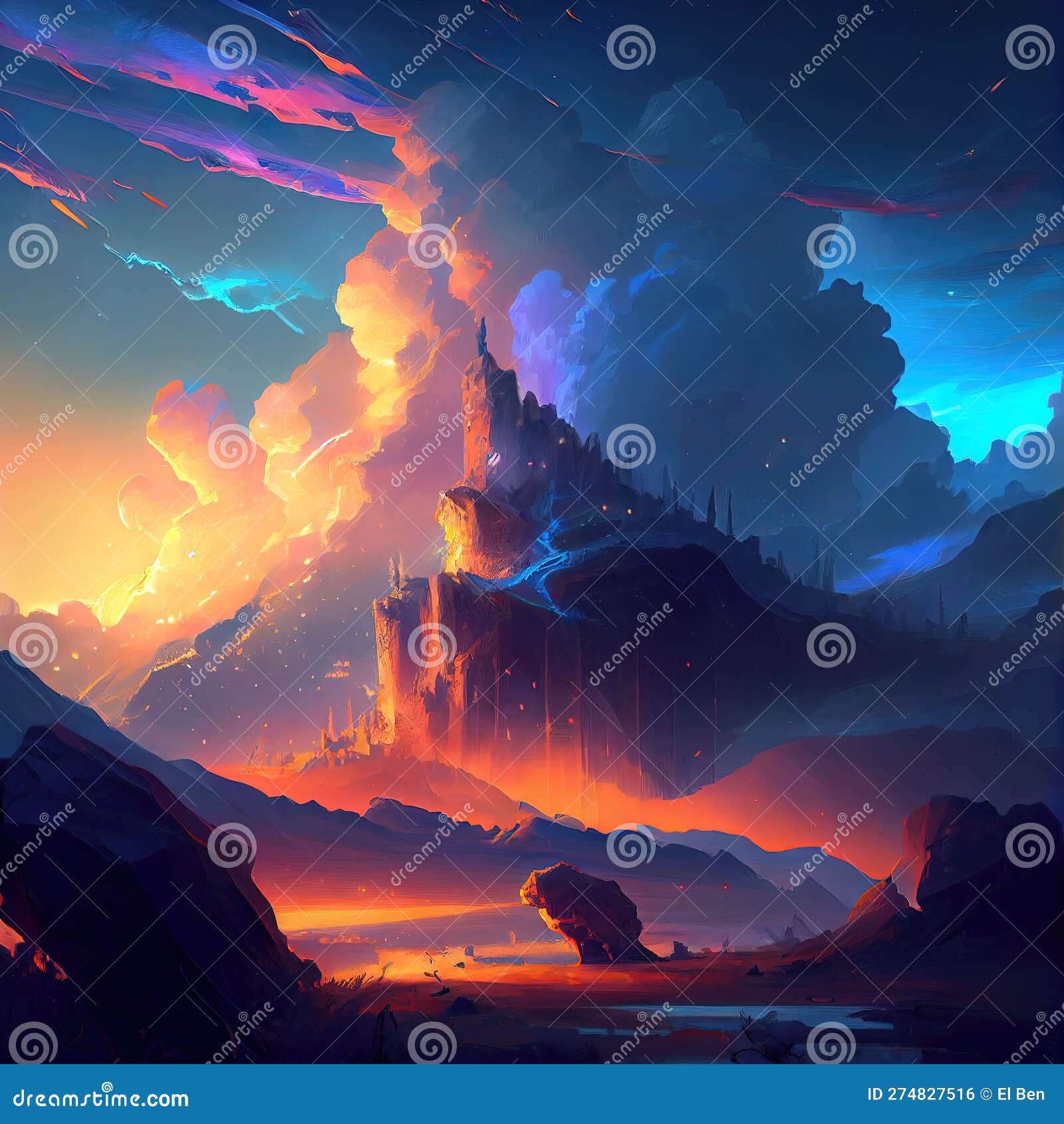 Fantasy Landscape - Ai Generated Stock Illustration - Illustration of ...