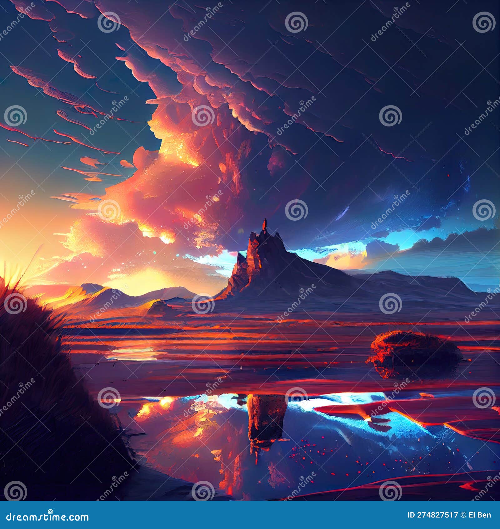 Fantasy Landscape - Ai Generated Stock Illustration - Illustration of ...