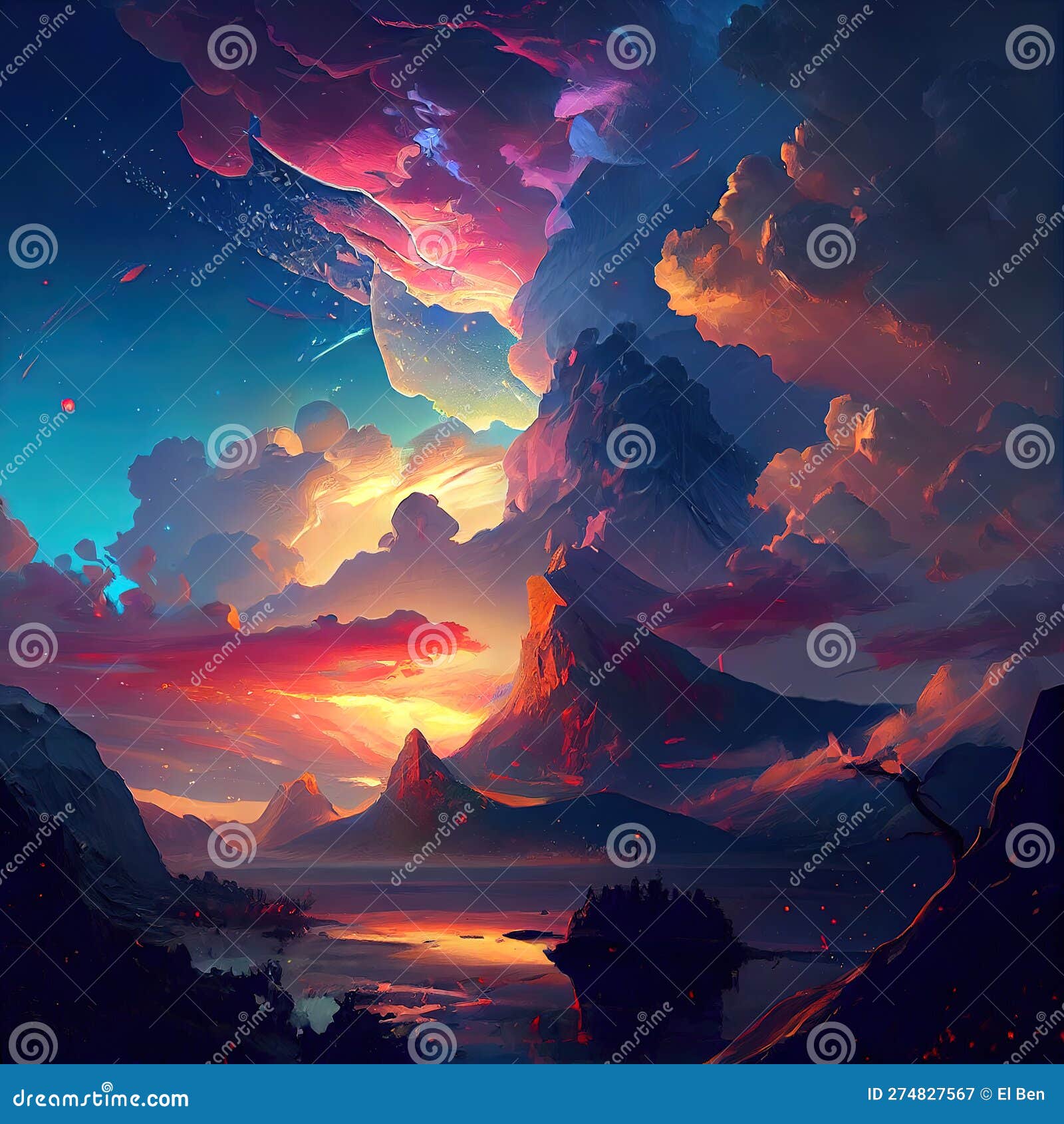 Fantasy Landscape - Ai Generated Stock Illustration - Illustration of ...