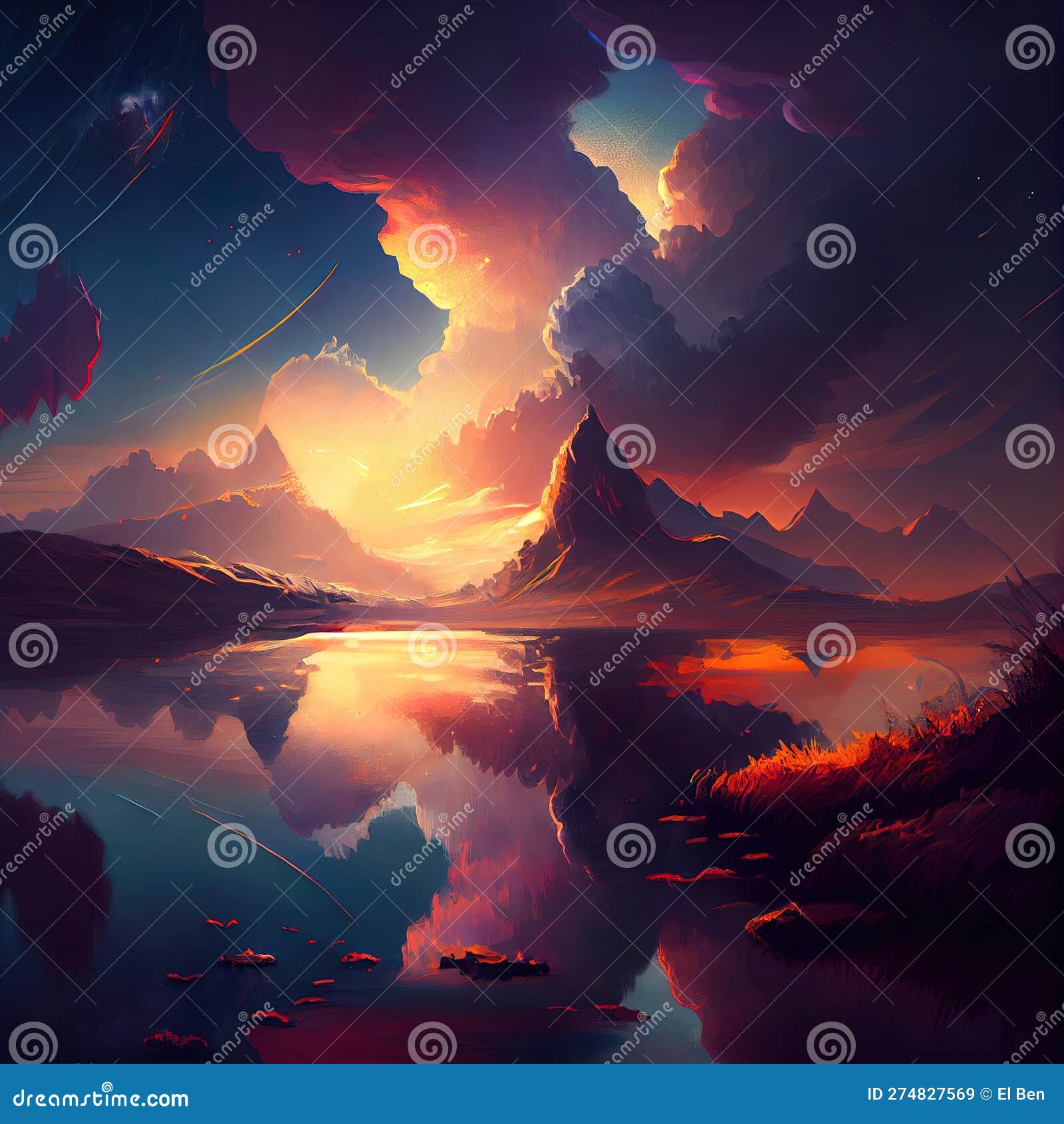 Fantasy Landscape - Ai Generated Stock Illustration - Illustration of ...