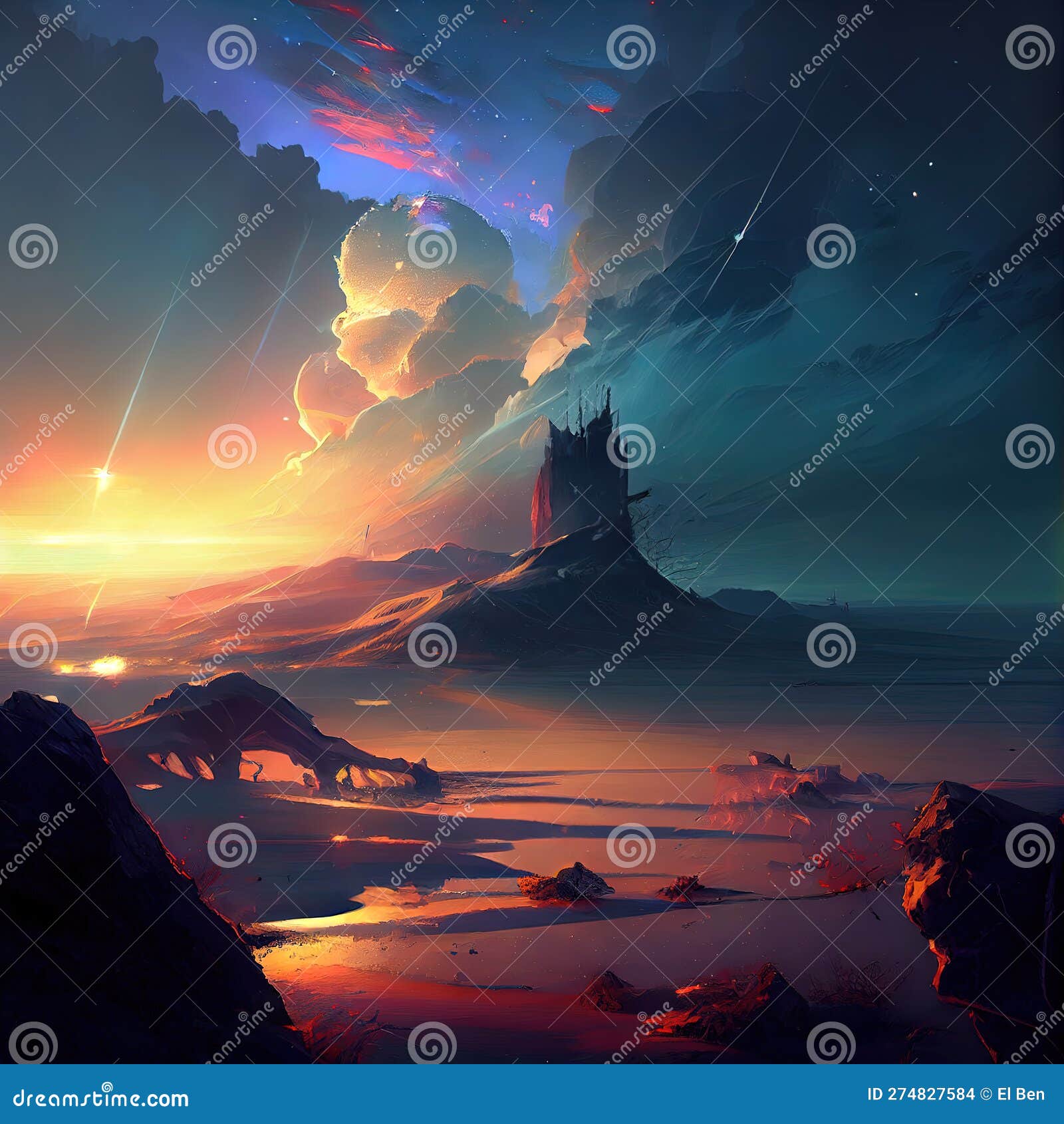 Fantasy Landscape - Ai Generated Stock Illustration - Illustration of ...