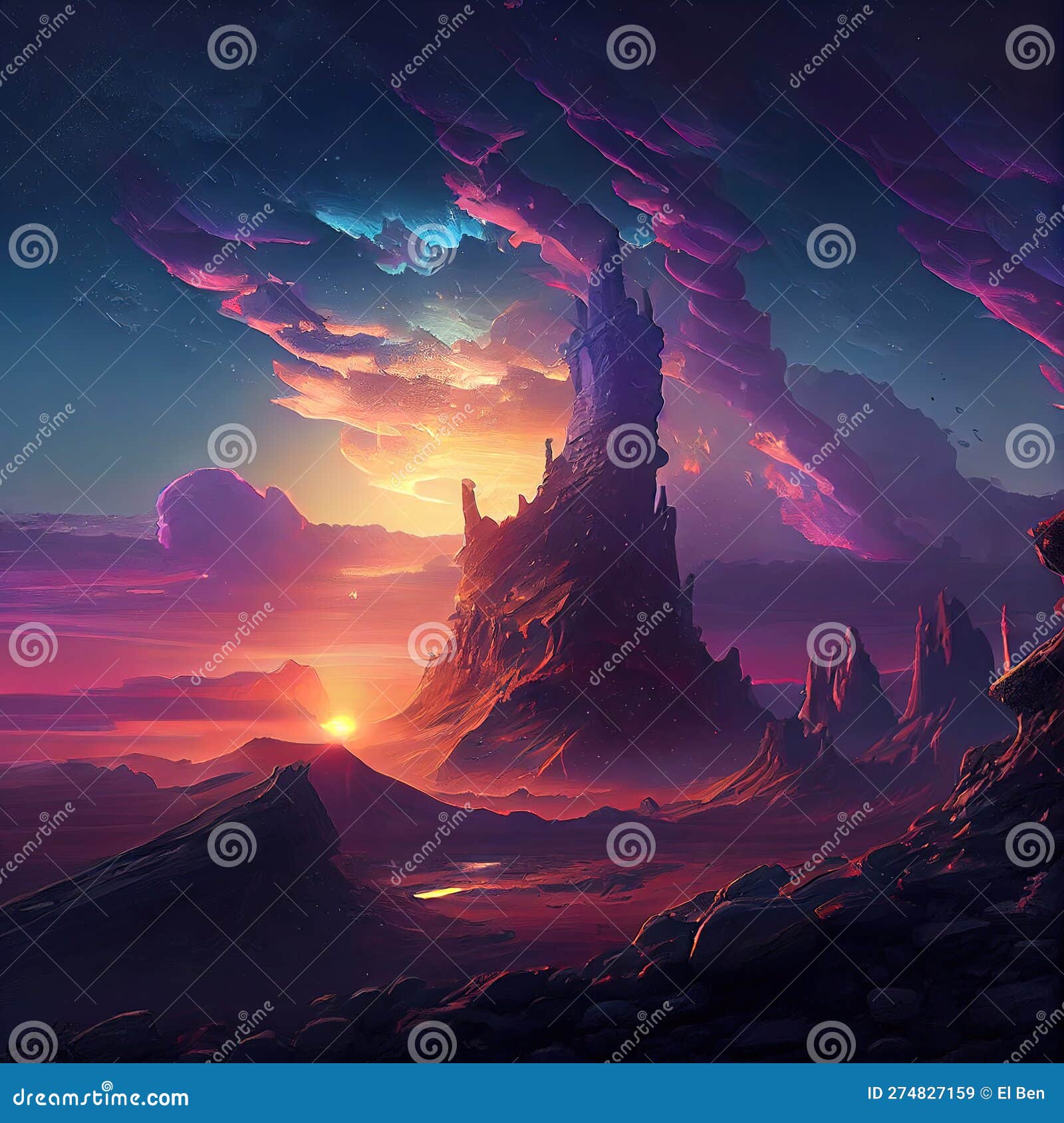 Fantasy Landscape - Ai Generated Stock Illustration - Illustration of ...