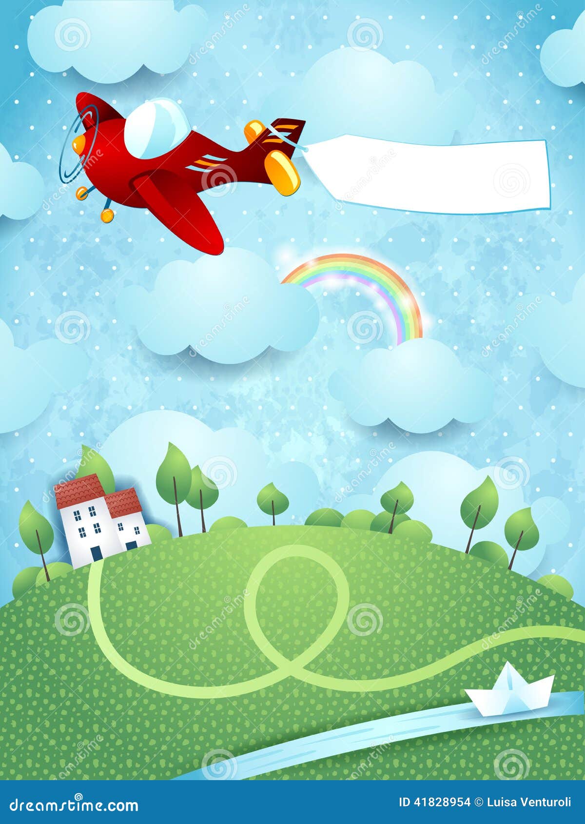 Airplane With Banner. Flying Ad Aeroplane, Aviation Aircraft Banners ...