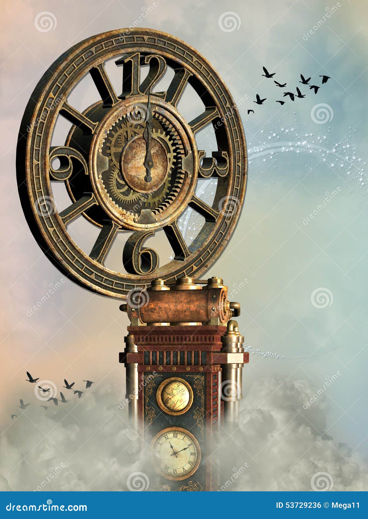 Enchanting Clock Tree Time Fantasy Royalty-Free Cartoon | CartoonDealer ...