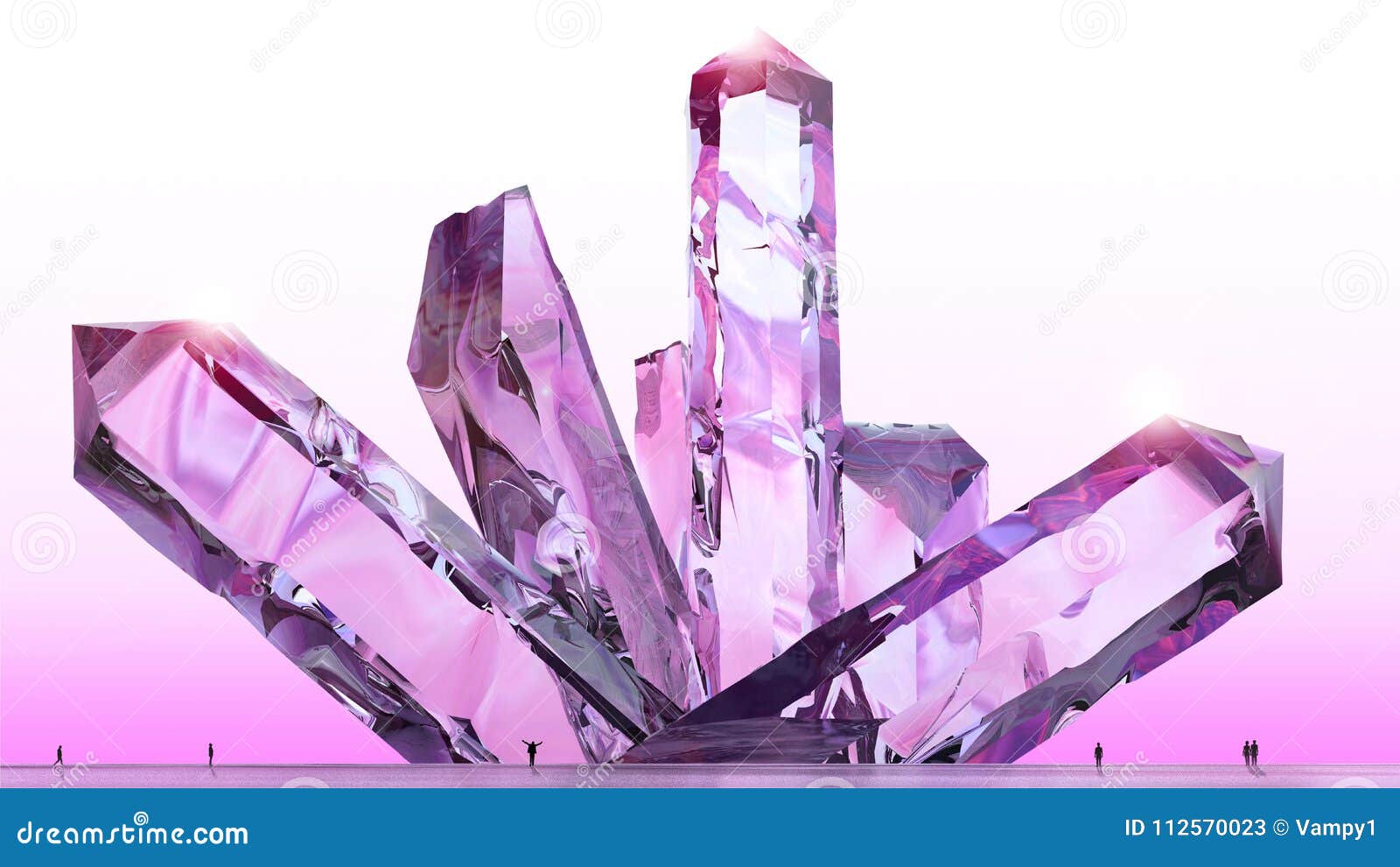 Fantasy Landscape, Crystals, Amethyst, Quartz, Light, Sun, People in ...