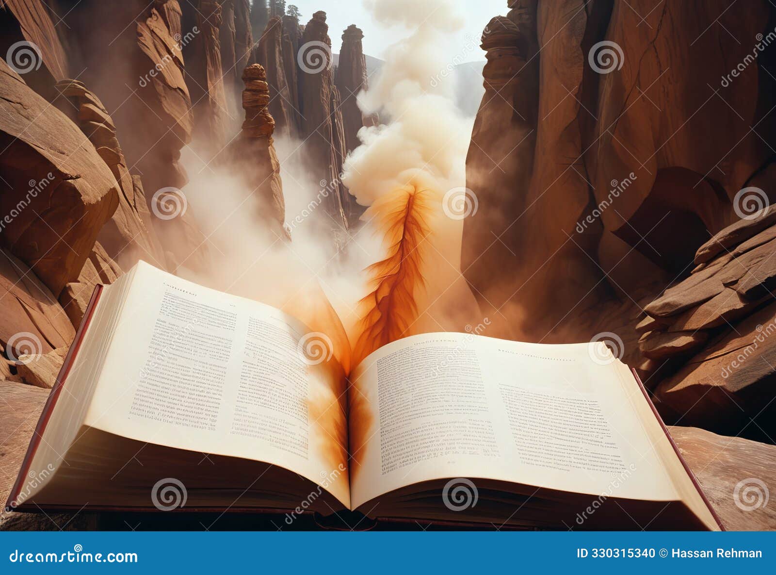 A Fantasy Landscape Emerging from an Open Book Stock Illustration ...