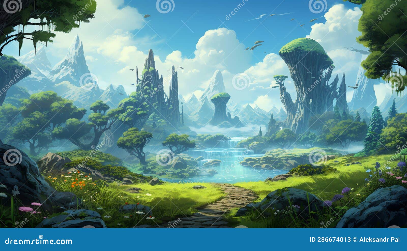 Fantasy Landscape Game Art.ai Generative Stock Illustration ...