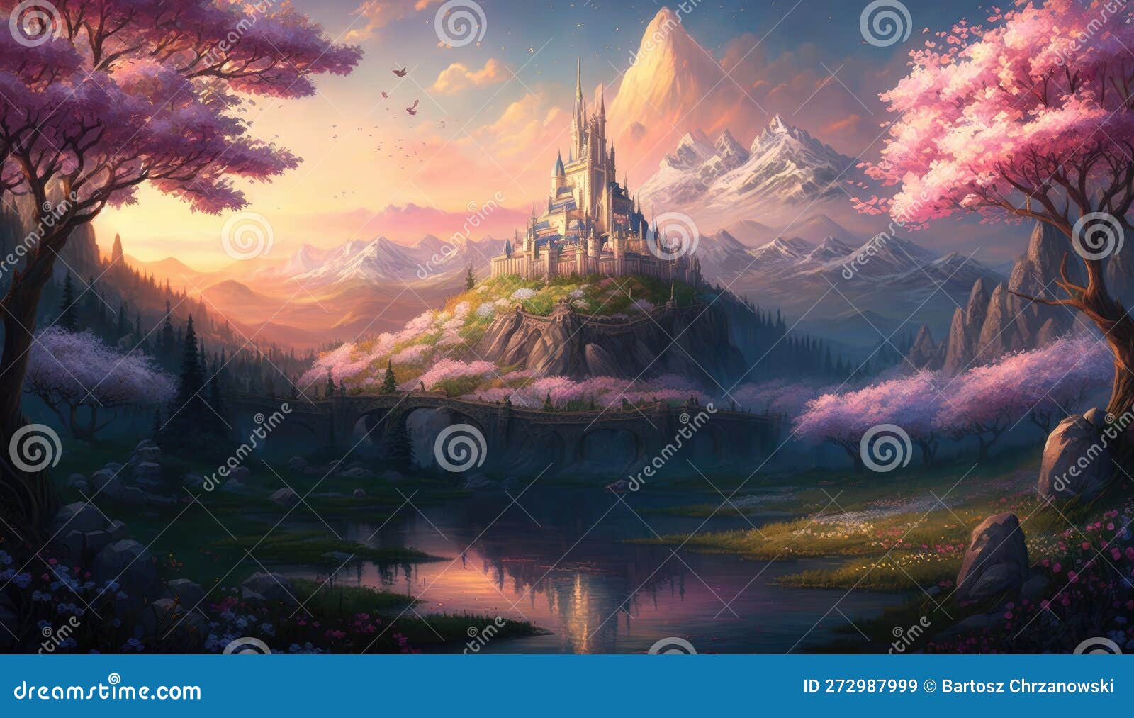 Fantasy Landscape. Generative AI Stock Image - Image of fantasy ...