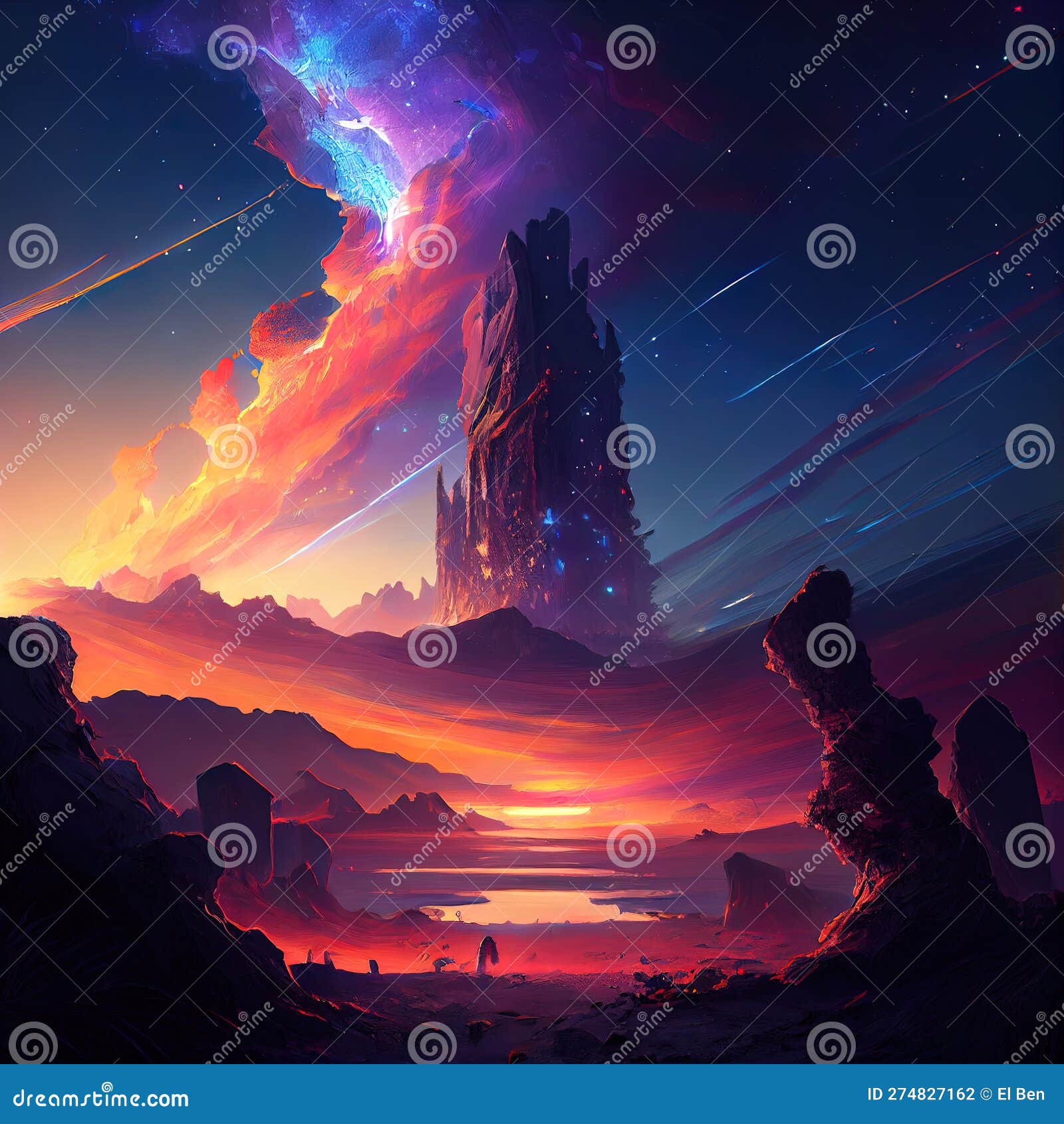 Fantasy Landscape - Ai Generated Stock Illustration - Illustration of ...