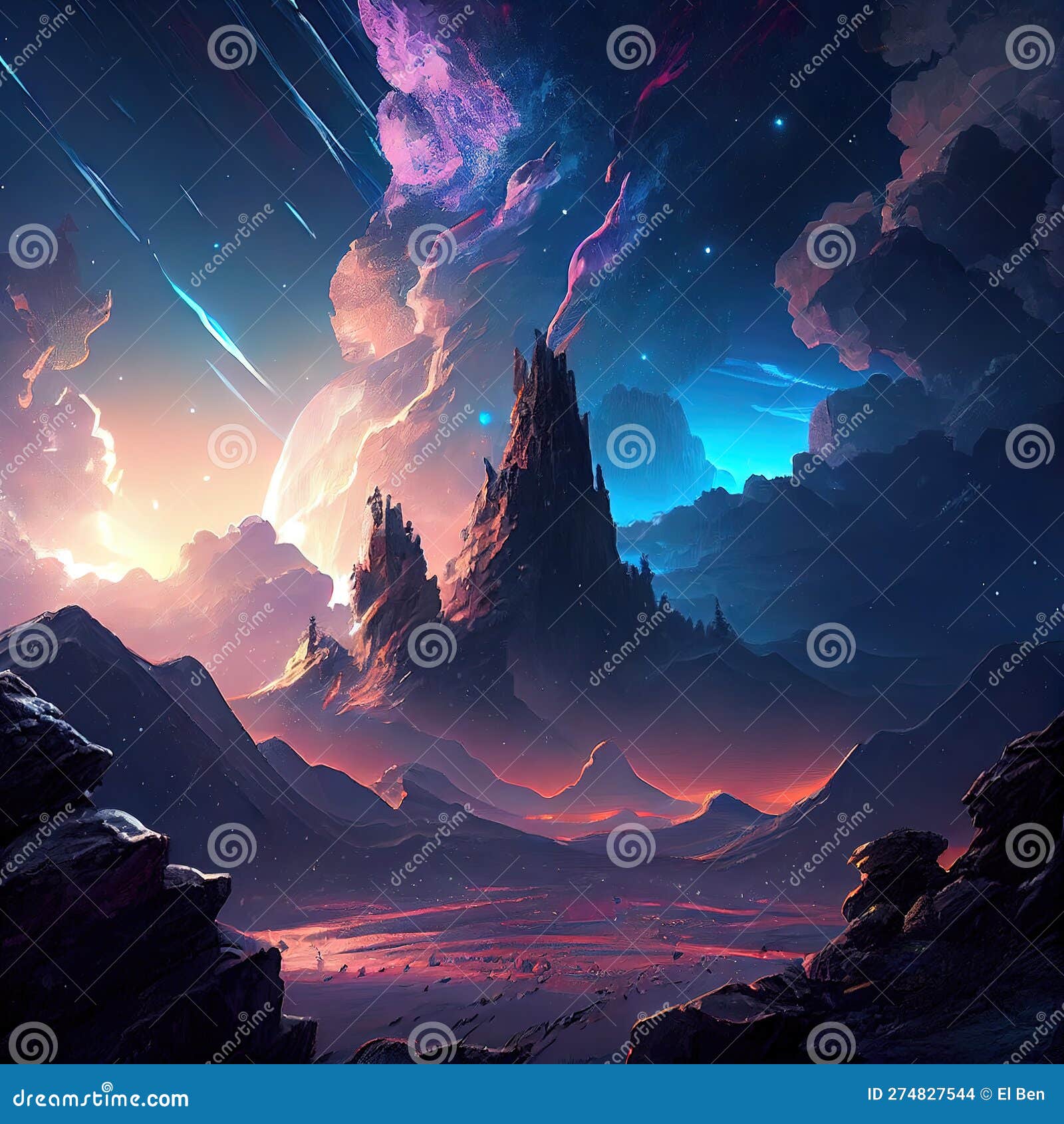 Fantasy Landscape - Ai Generated Stock Illustration - Illustration of ...