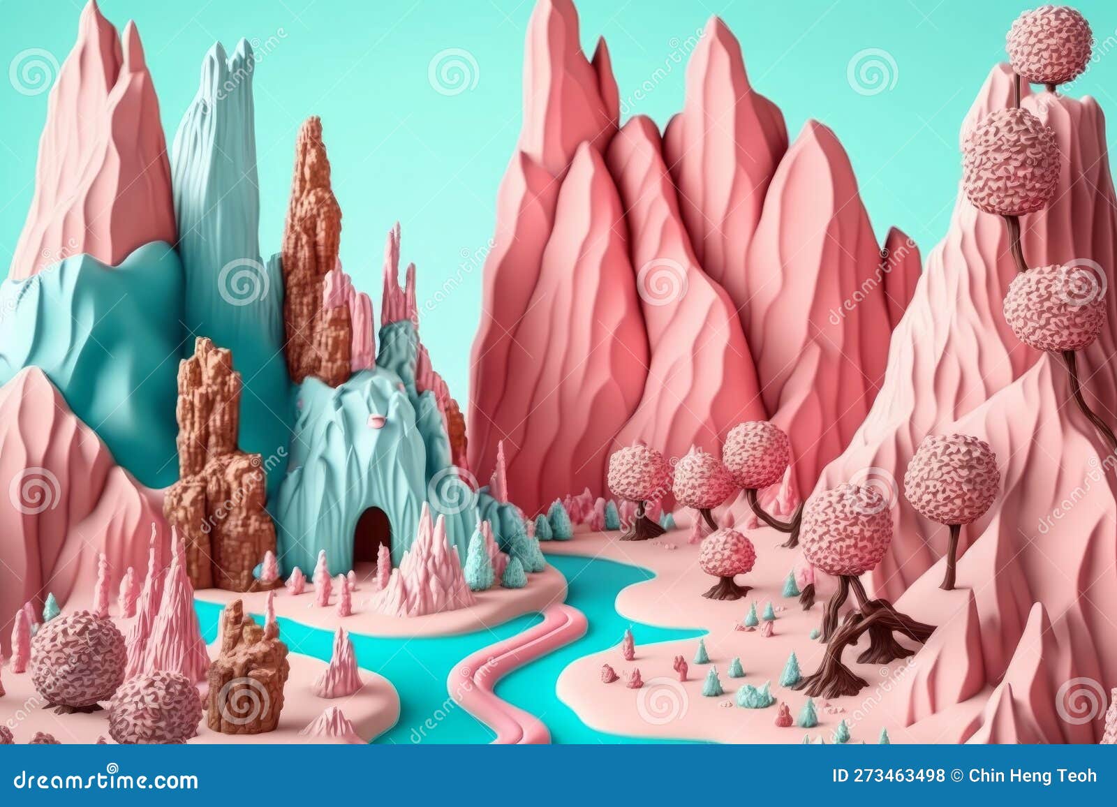 Fantasy Landscape with Fantasy Land. Generative AI Stock Illustration ...