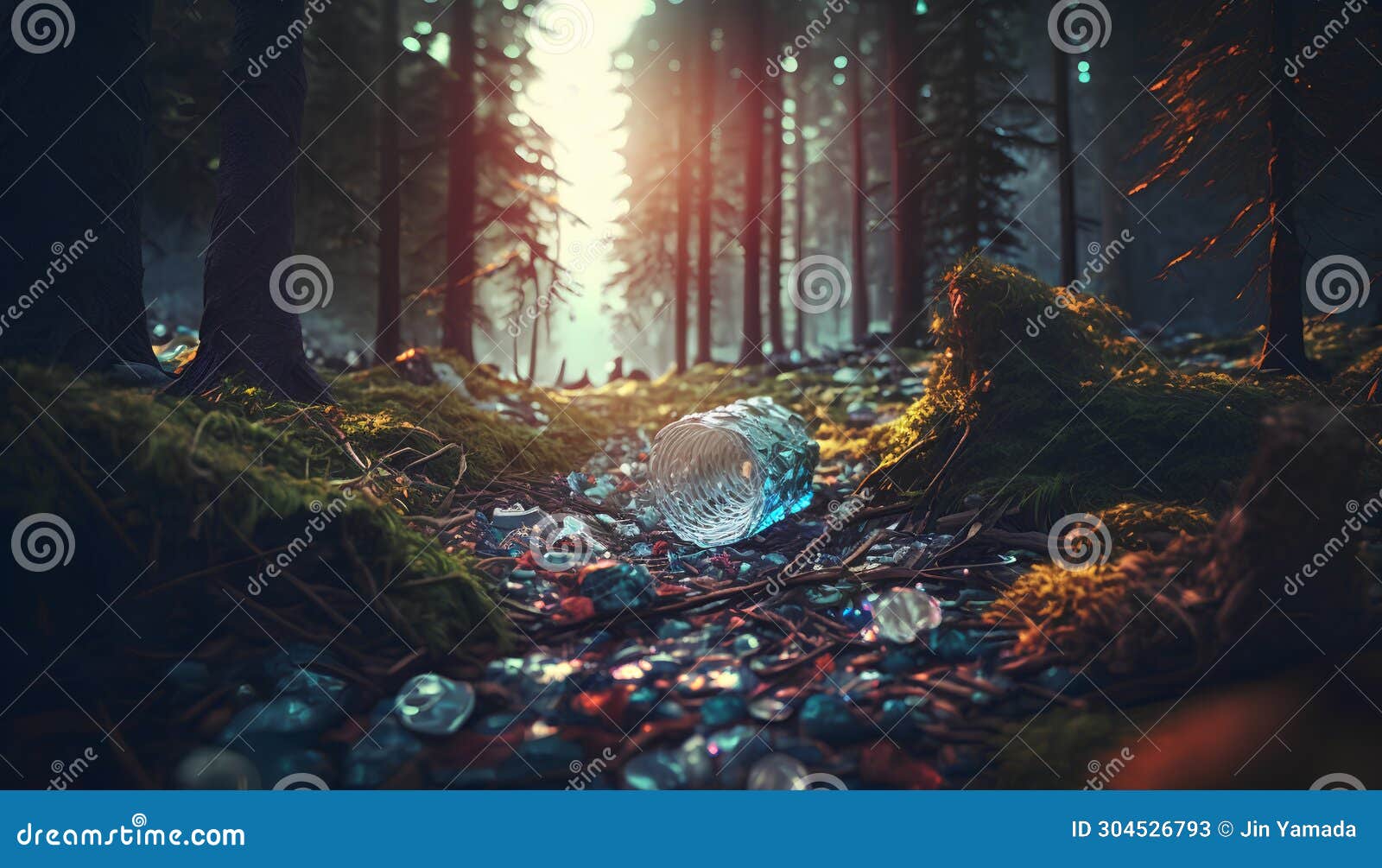 Fantasy Landscape with Magic Crystal Ball in the Forest. 3d Rendering ...