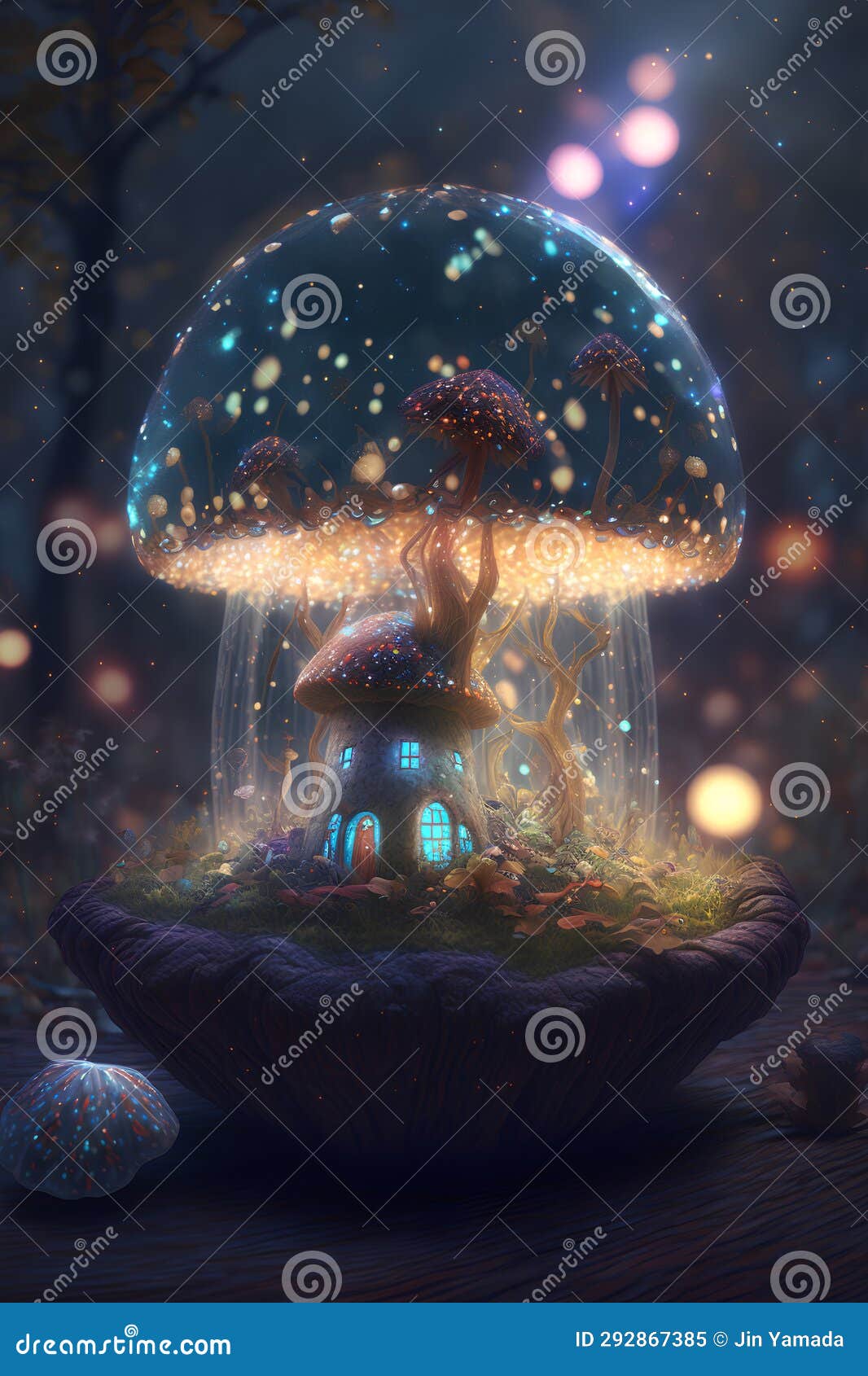 Fantasy Landscape with Magic Mushroom House in the Forest. 3d ...