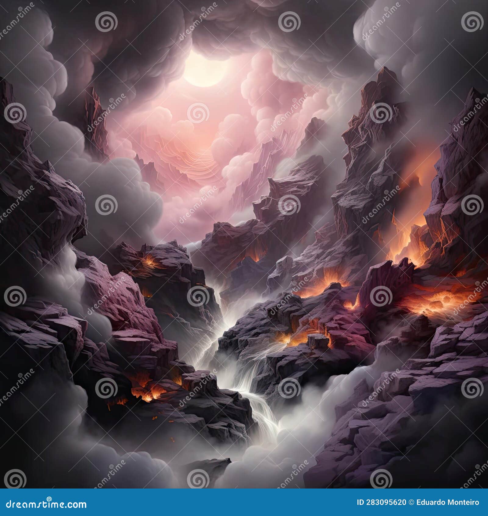 Fantasy Landscape with Mountains, Eroded Interiors, and Trapped ...