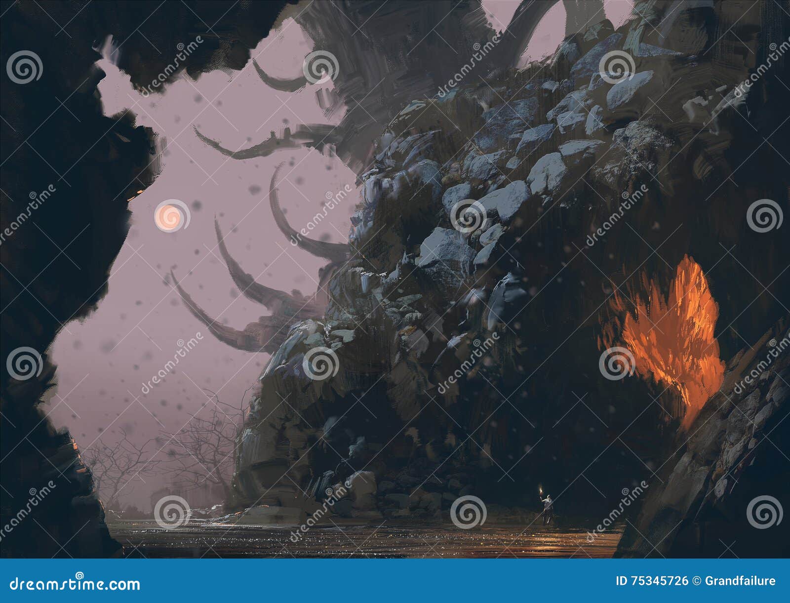 Fantasy Landscape With Mystery Cave Stock Photo | CartoonDealer.com ...