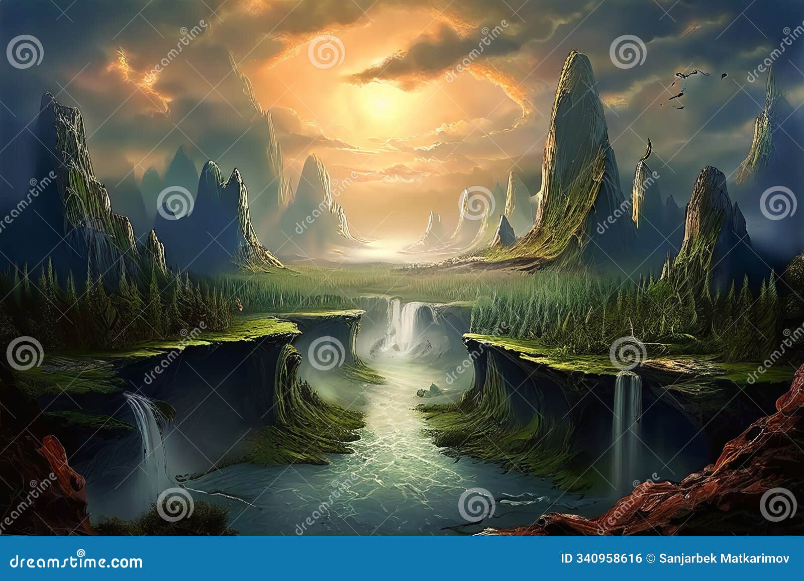 Fantasy Landscape Mythical Creatures and Environments without Dr Stock ...