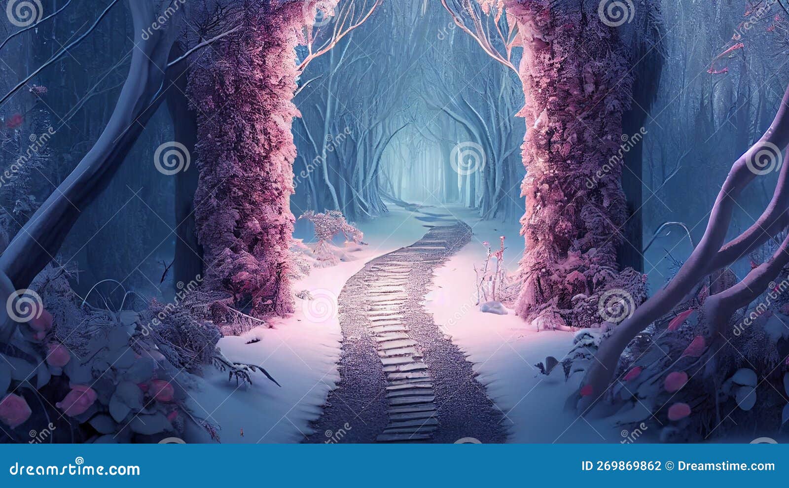 Fantasy Landscape with Pathway in the Forest. Stock Illustration ...