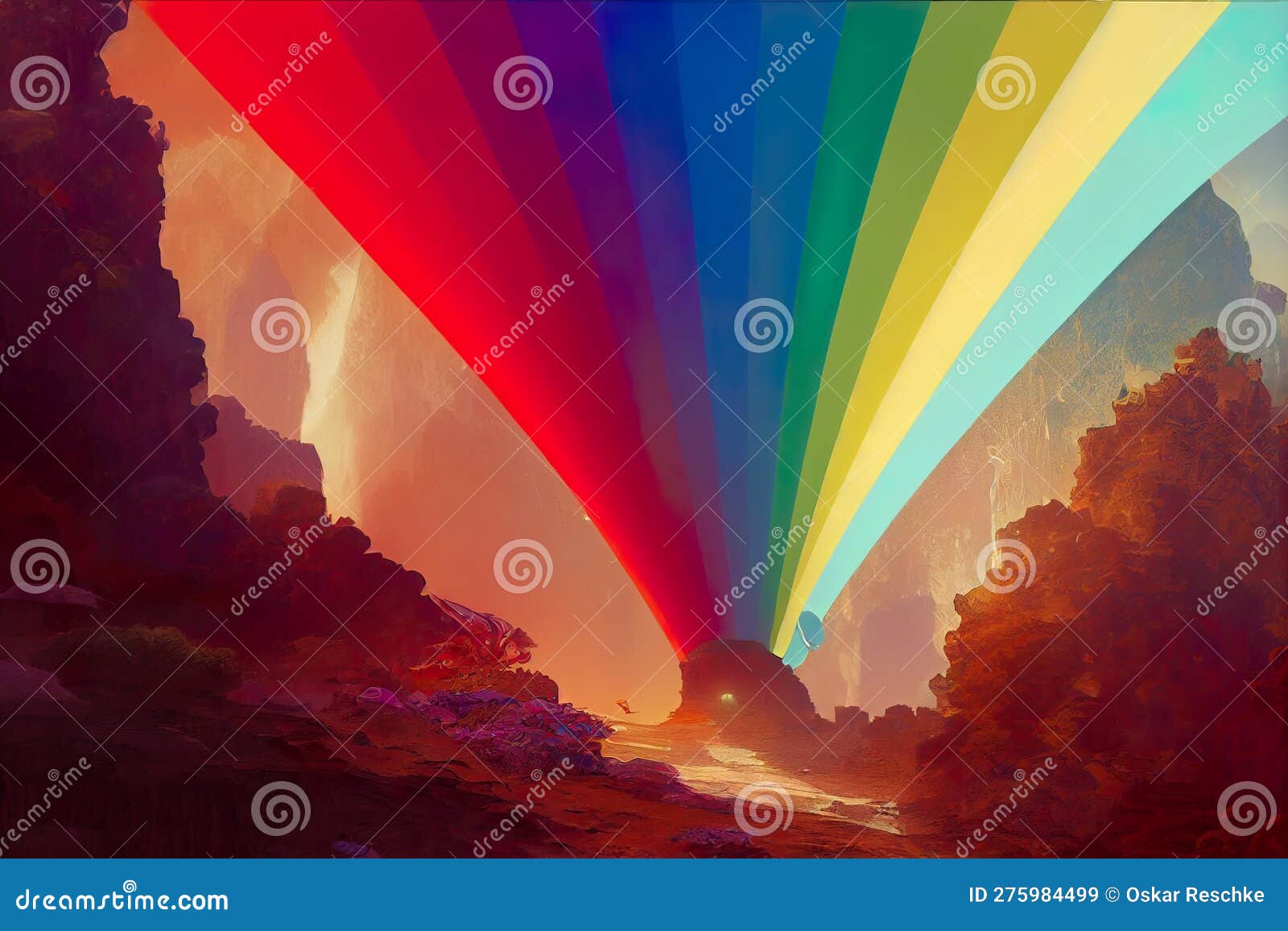 Fantasy landscape stock illustration. Illustration of yellow - 275984499