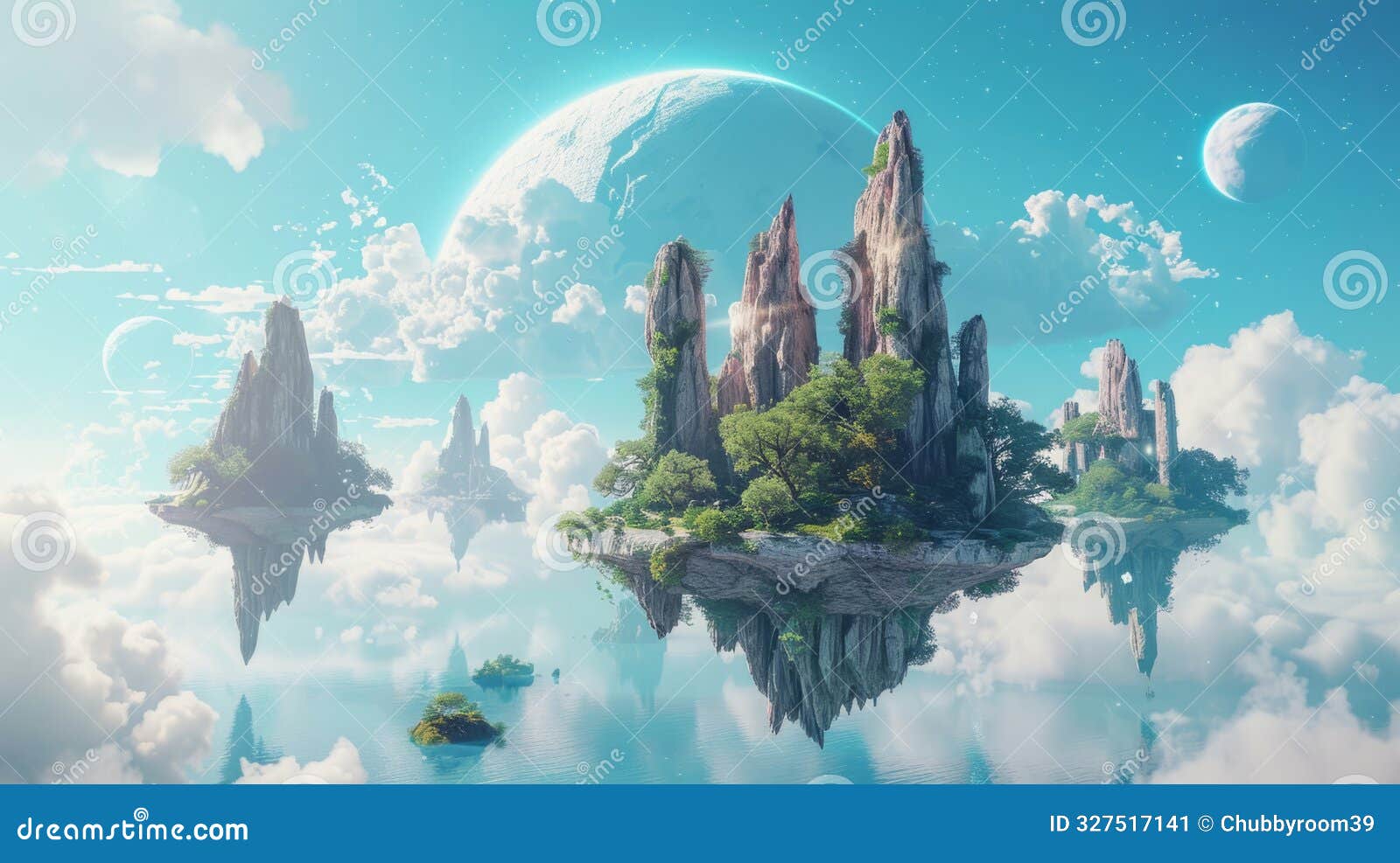 Fantasy Landscape, a Serene and Otherworldly Landscape with Celestial ...