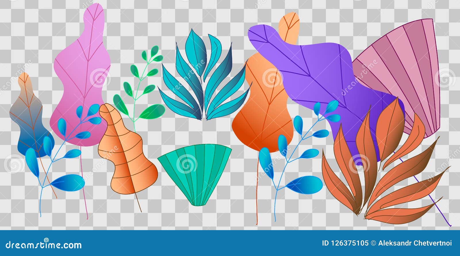Fantasy Leaves Background Template on Transparent Background Vector ...