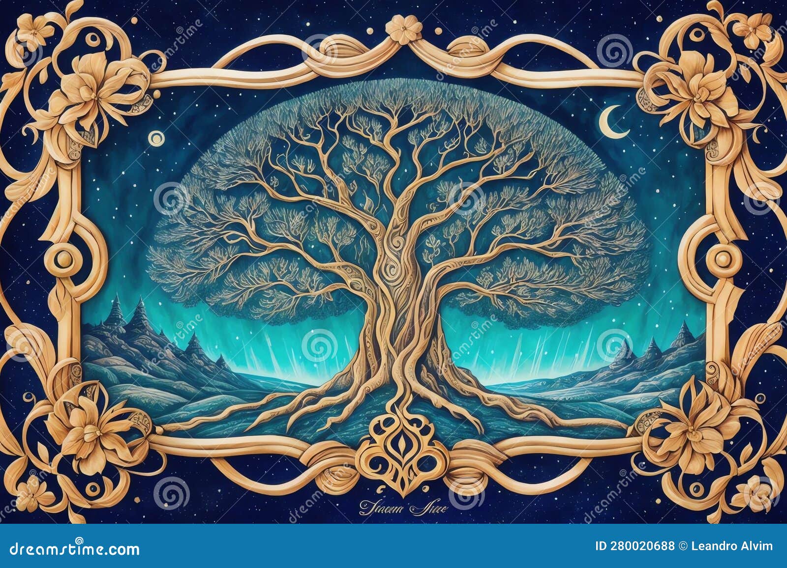 Fantasy Life Tree.AI Generated Stock Illustration - Illustration of ...