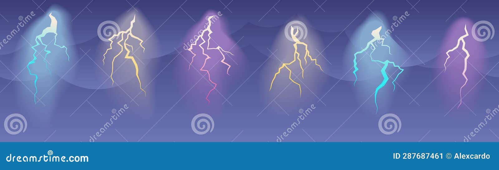 Fantasy Lighting Transparent. Bright Realistic Isolated Rain Lighting ...