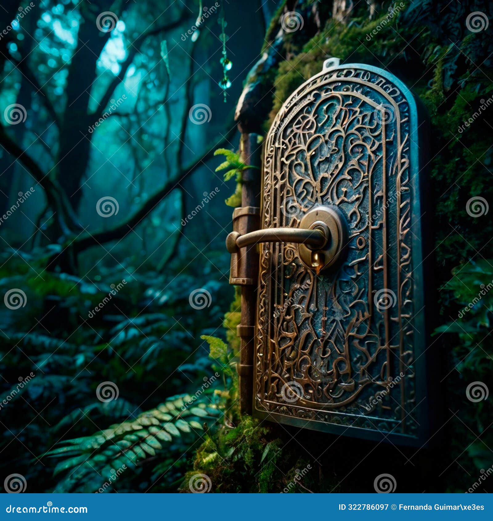 A Detailed Fantasy Lock in an Enchanted Forest. Stock Image - Image of ...