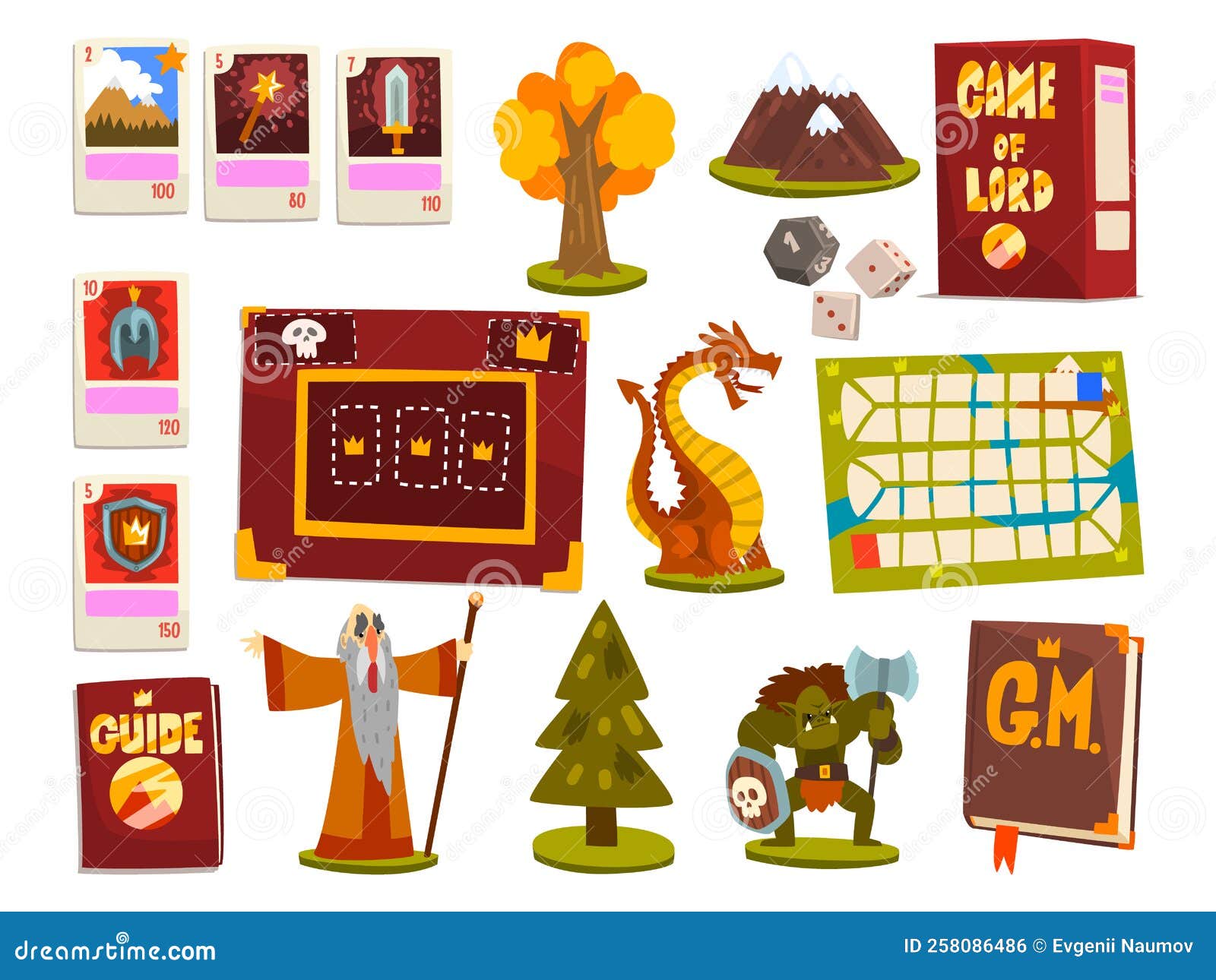 Fantasy Magic Board Game Elements with Map and Cards Vector Set Stock ... Fantasy Magic Board Game Elements with Map and Cards Vector Set Stock ...