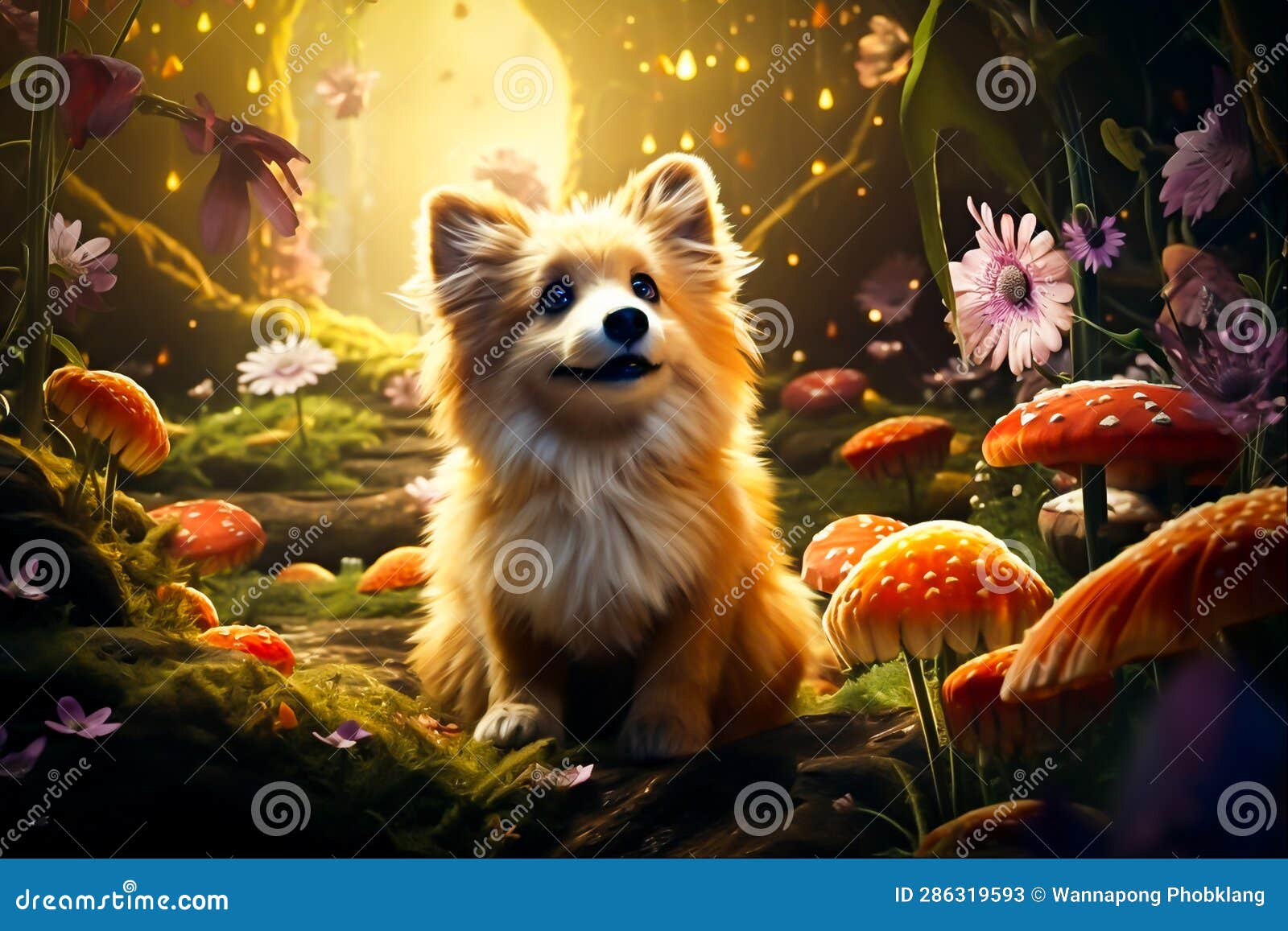 Fantasy Magic Dog in a Fairy, Generative Ai Stock Illustration ...