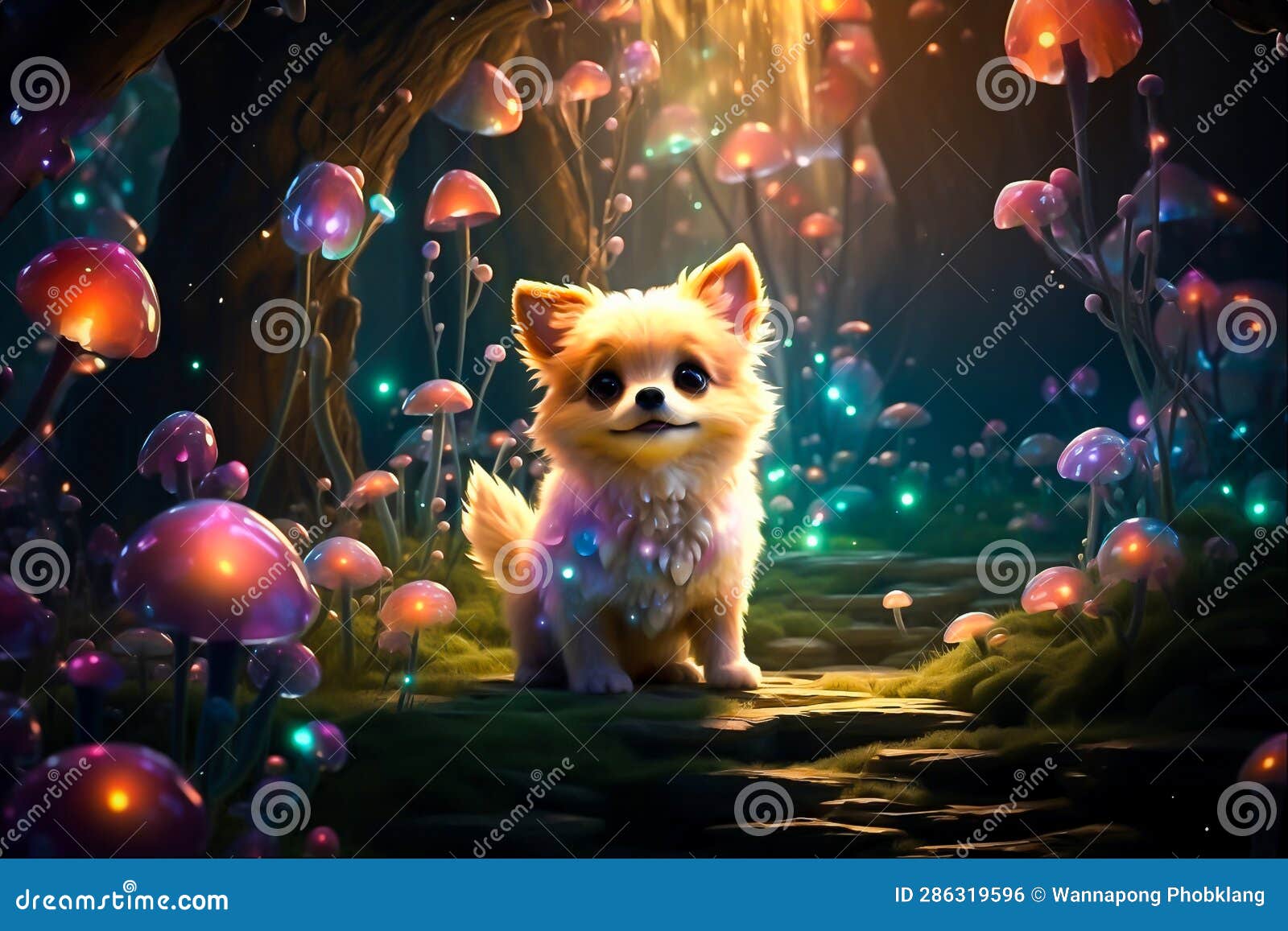 Fantasy Magic Dog in a Fairy, Generative Ai Stock Illustration ...
