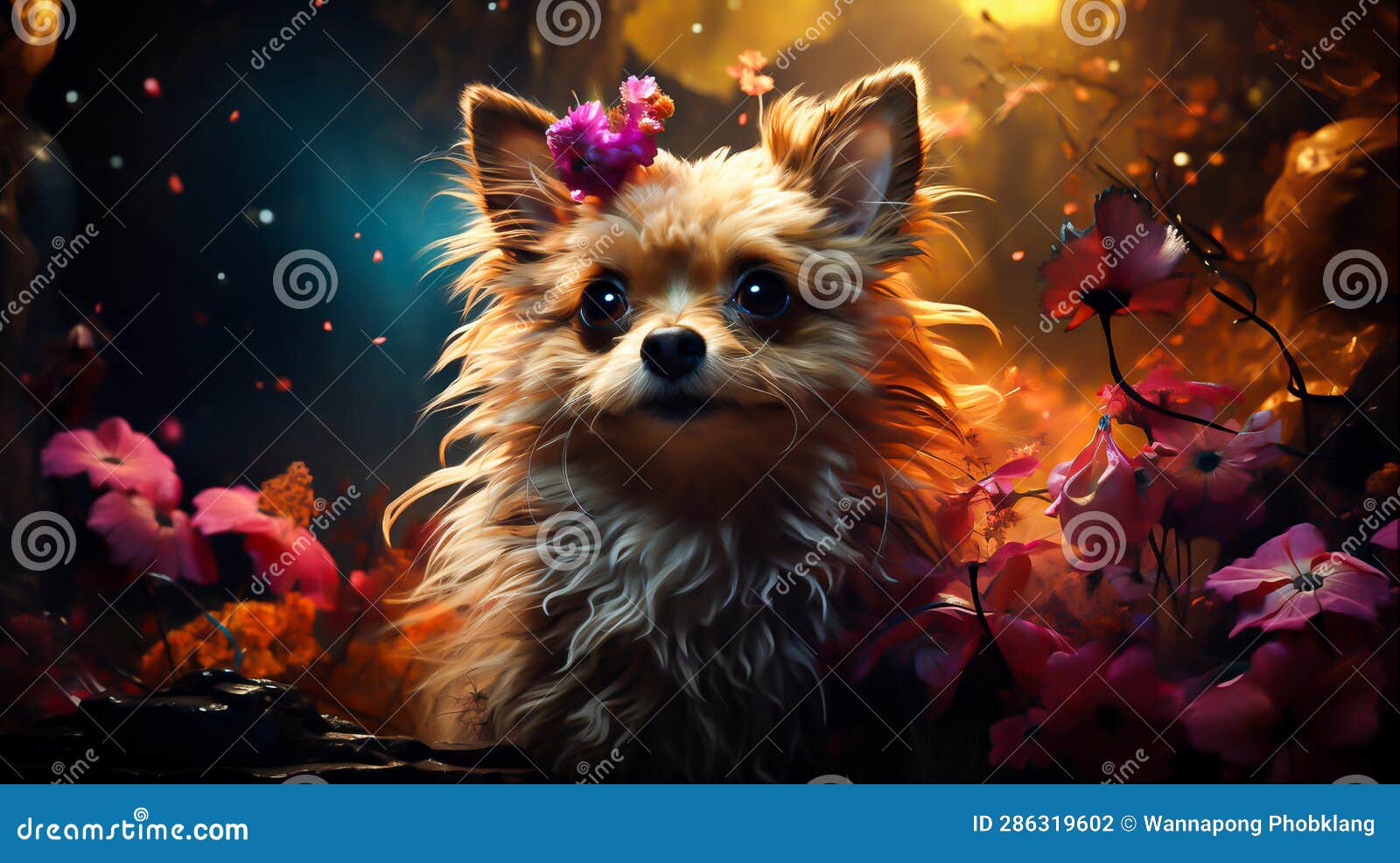 Fantasy Magic Dog in a Fairy, Generative Ai Stock Illustration ...