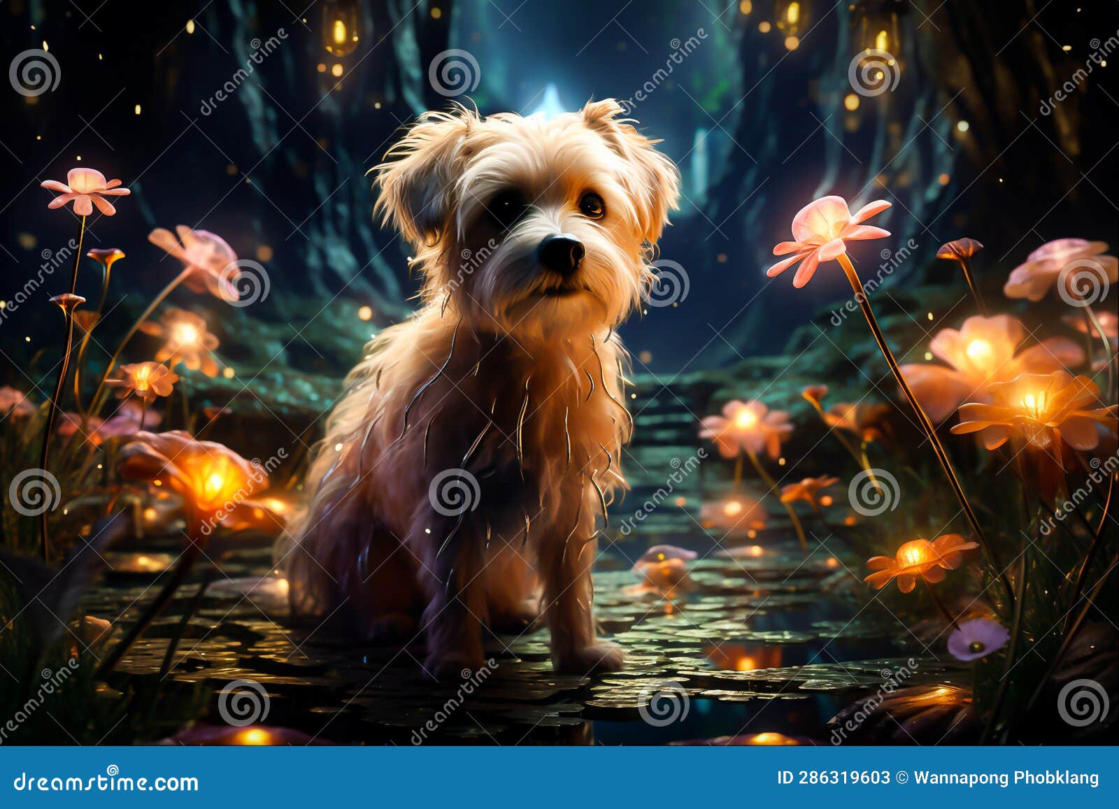 Fantasy Magic Dog in a Fairy, Generative Ai Stock Illustration ...