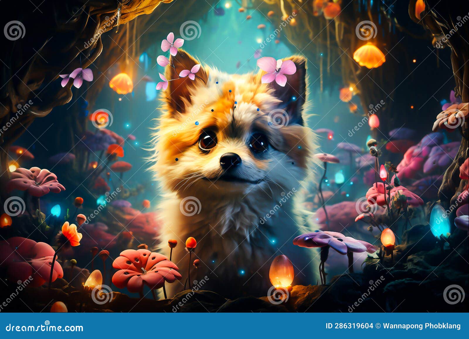Fantasy Magic Dog in a Fairy, Generative Ai Stock Illustration ...