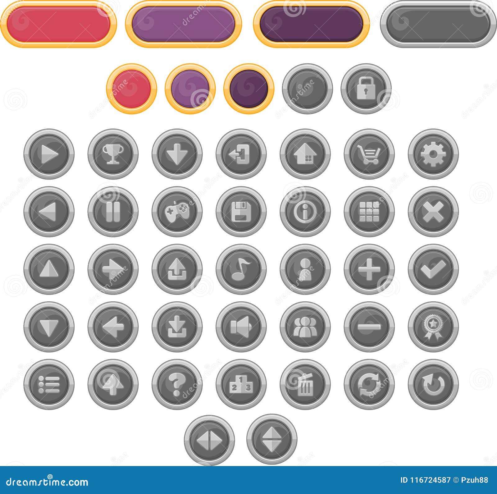 Fantasy Magic Game Button Set Stock Vector - Illustration of preloader ...