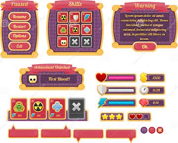 Fantasy Magic Game UI Set stock illustration. Illustration of card ...