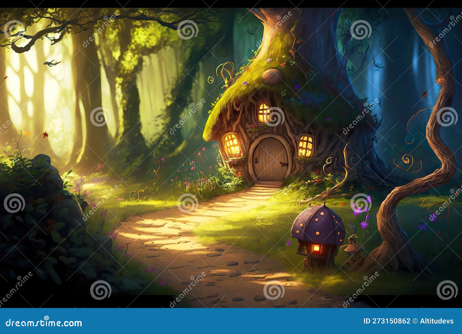 Fantasy and Magic Magical Forest Tree House Stock Photo - Image of ...