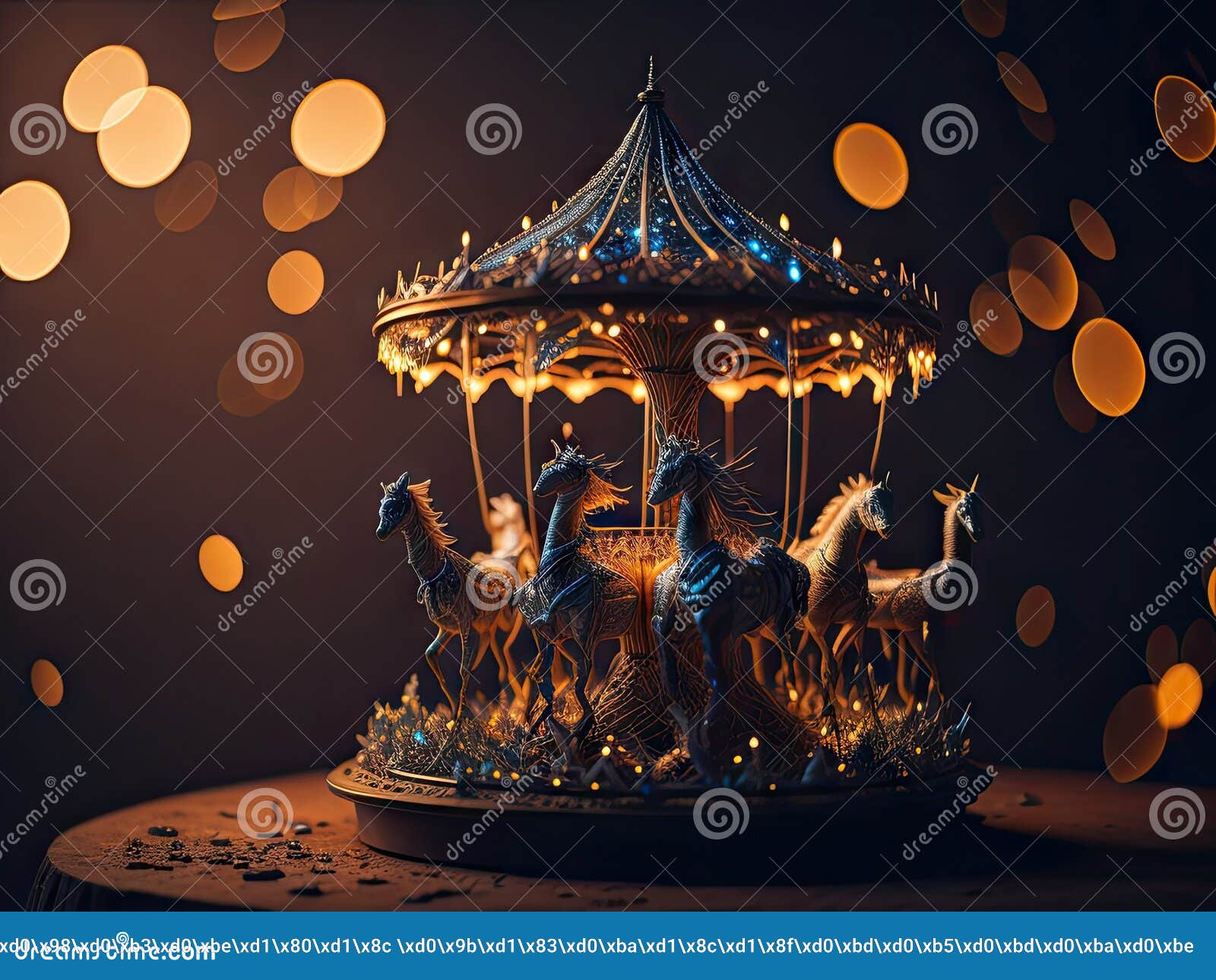 Magical Carousel Dreamscape With Stars And Butterflies In A Night Sky ...