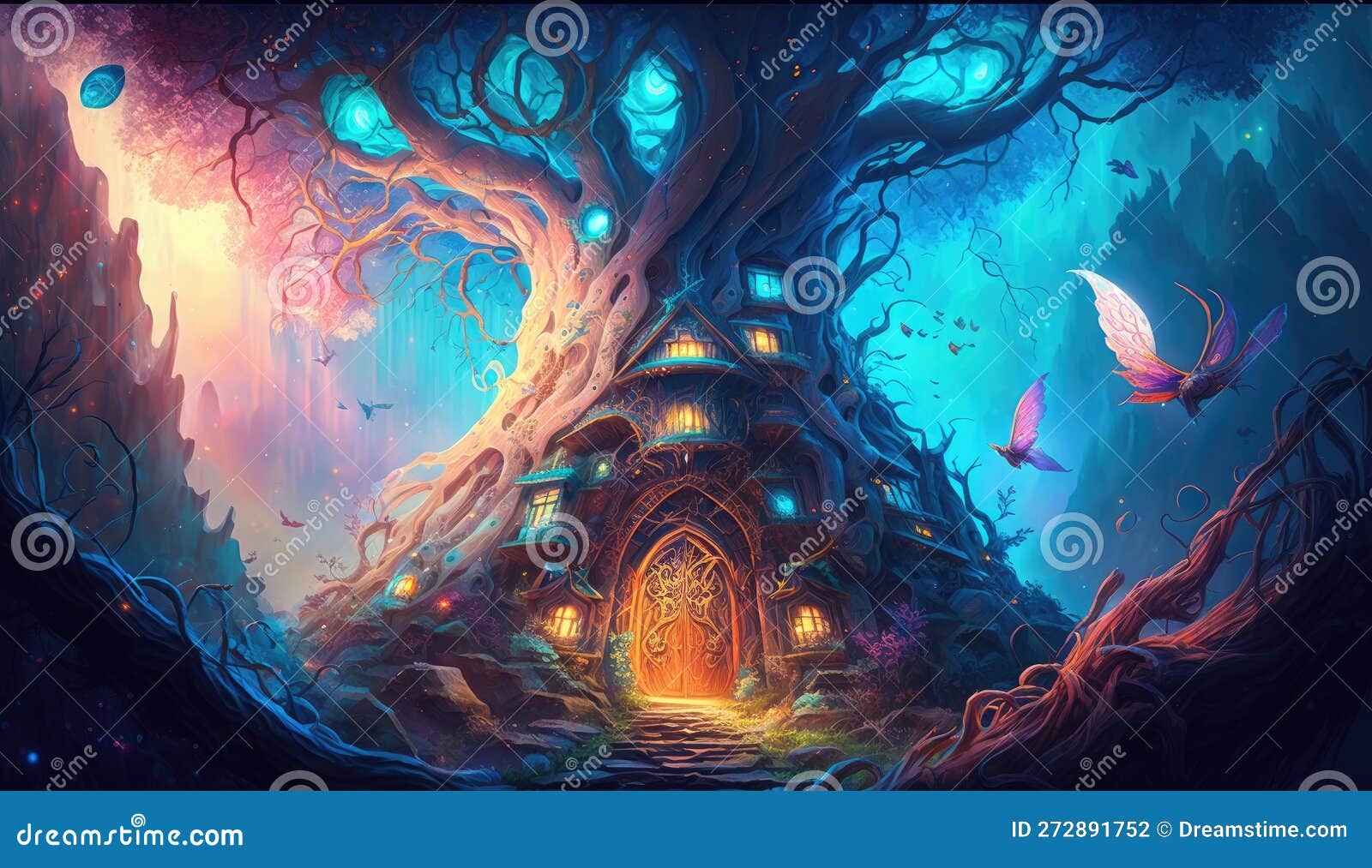 Fantasy Magical World.. Generative AI Stock Illustration - Illustration ...