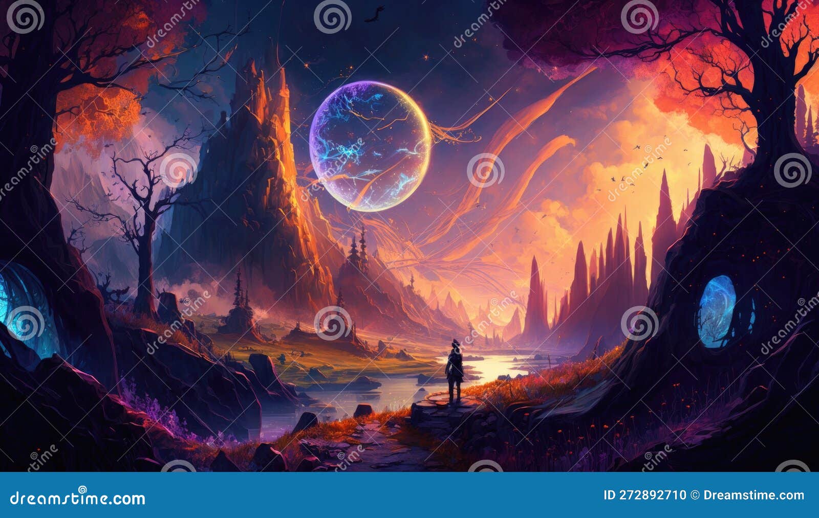 Fantasy Magical World.. Generative AI Stock Illustration - Illustration ...