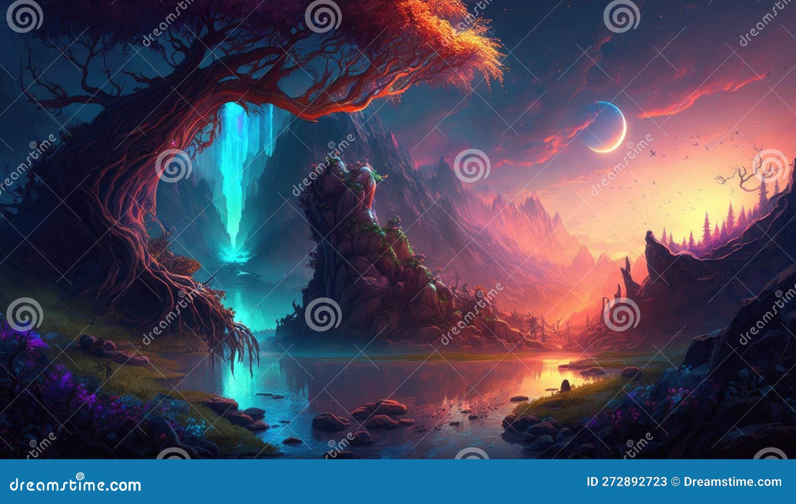 Fantasy Magical World.. Generative AI Stock Illustration - Illustration ...