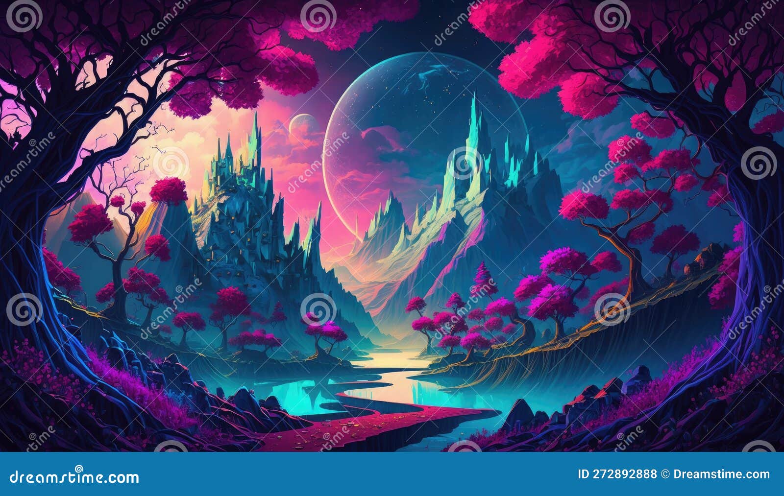 Fantasy Magical World.. Generative AI Stock Illustration - Illustration ...