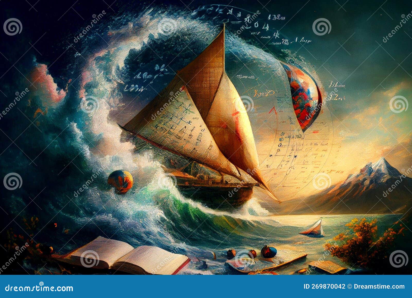 A Fantasy Math Background Featuring Imaginary Mathematical Equations ...