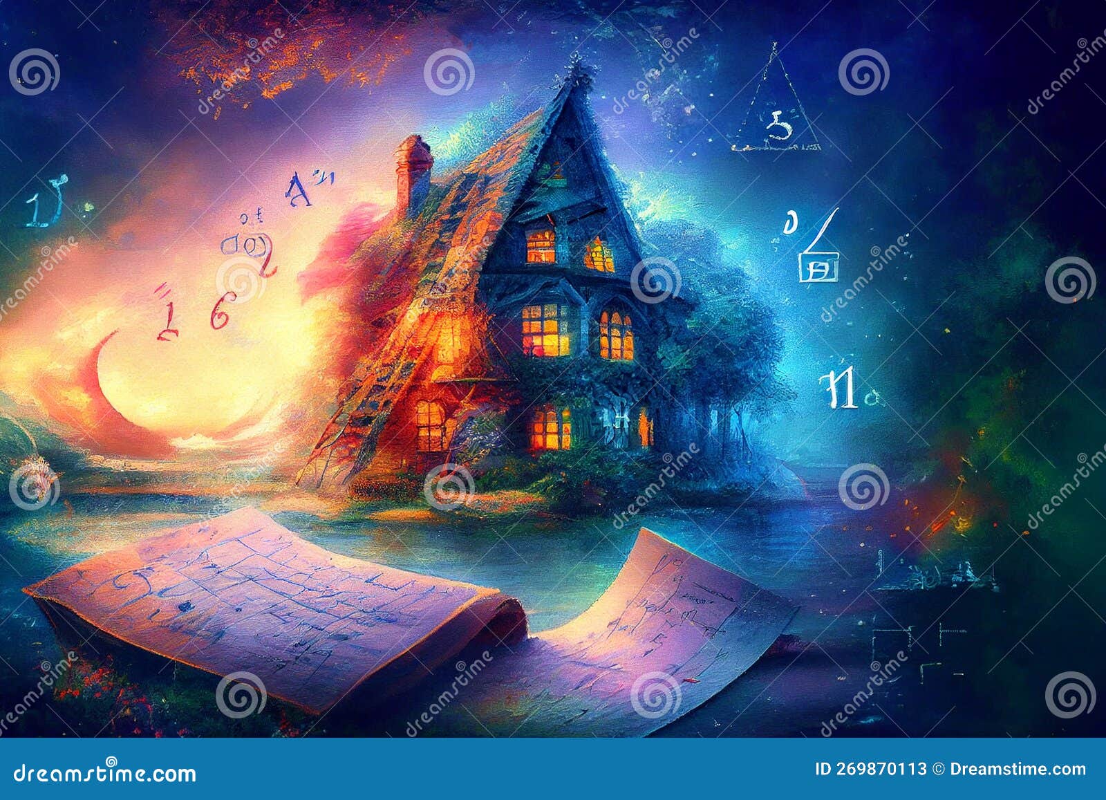 A Fantasy Math Background Featuring Imaginary Mathematical Equations ...