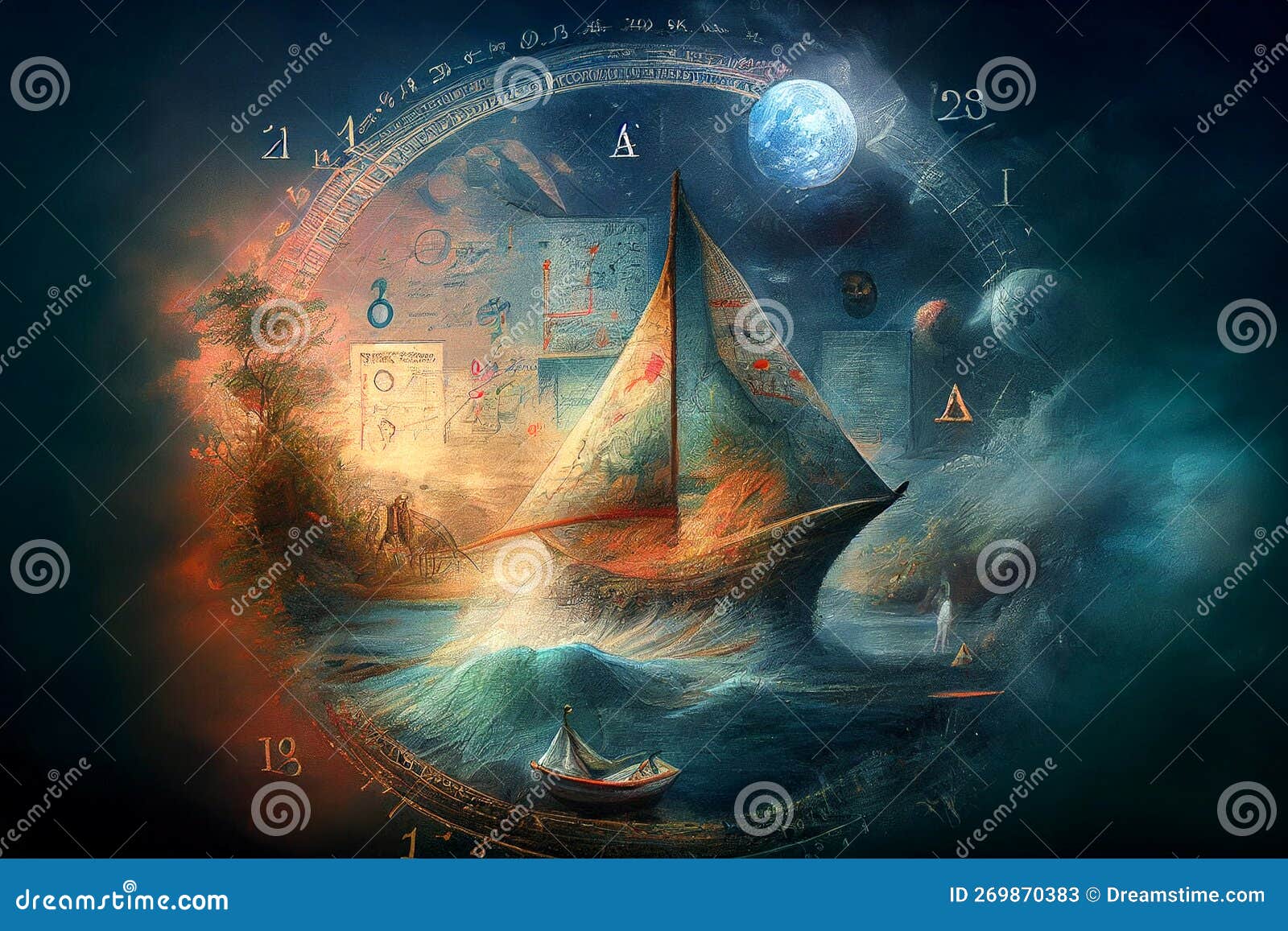 A Fantasy Math Background Featuring Imaginary Mathematical Equations ...