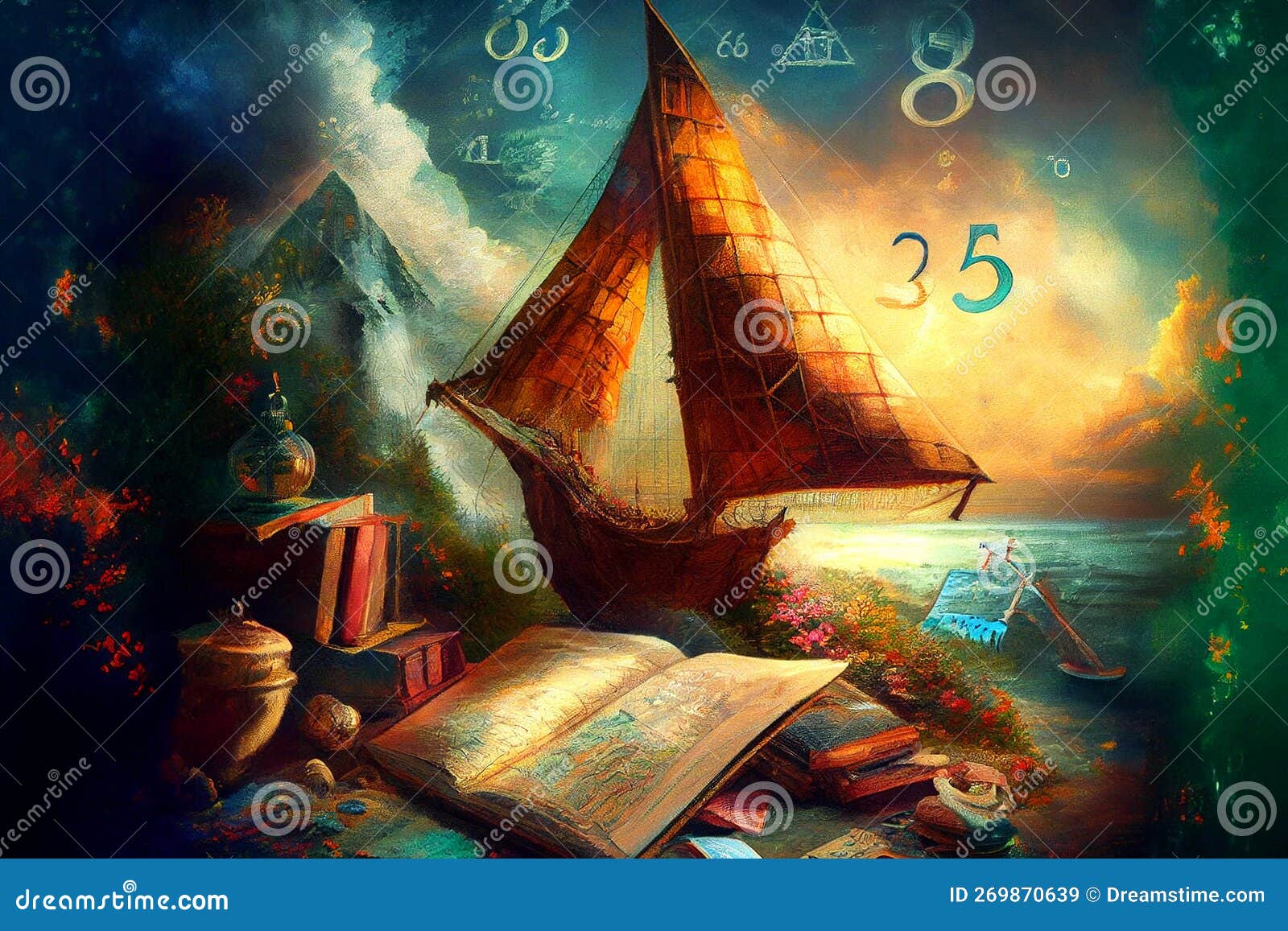 A Fantasy Math Background Featuring Imaginary Mathematical Equations ...