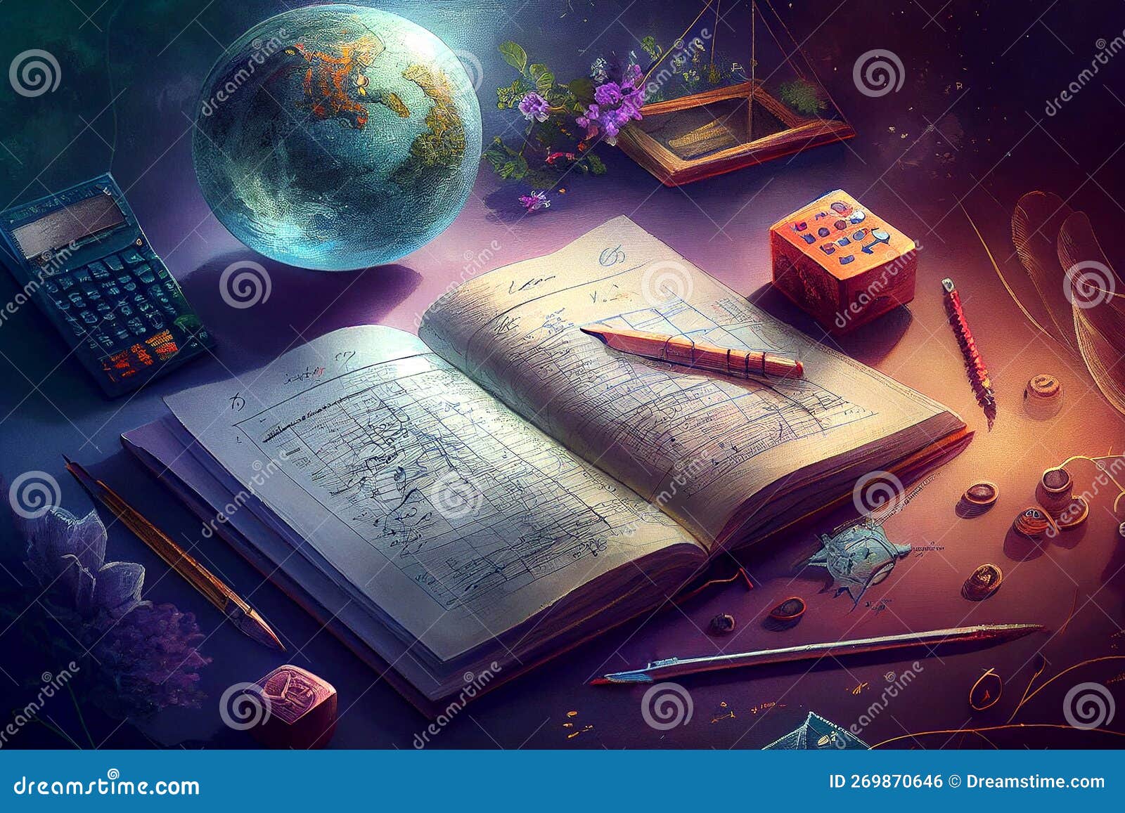 A Fantasy Math Background Featuring Imaginary Mathematical Equations ...