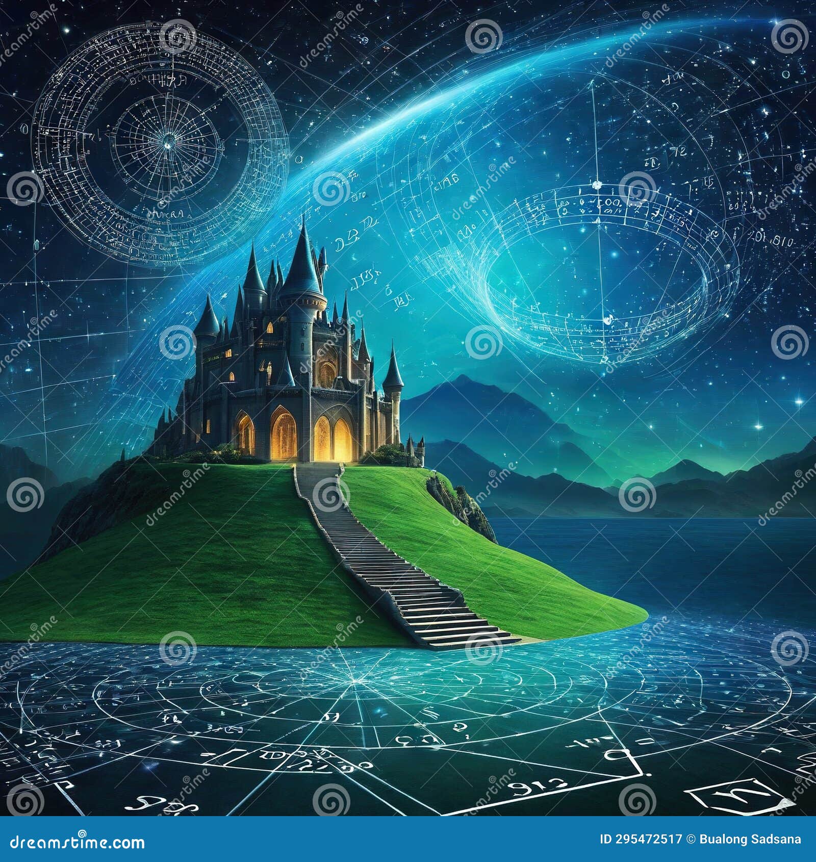 A Fantasy Math Background Featuring Imaginary Mathematical Equations ...
